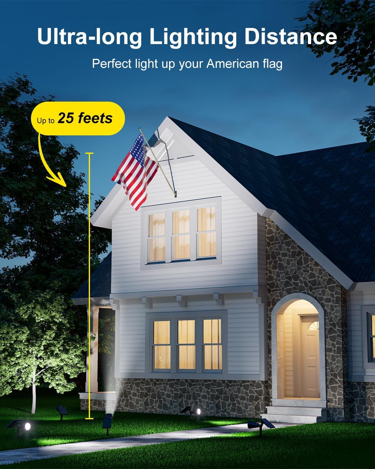 UITTG-Solar Spot Lights Outdoor Waterproof for Flag, Palm Tree, Pole ...