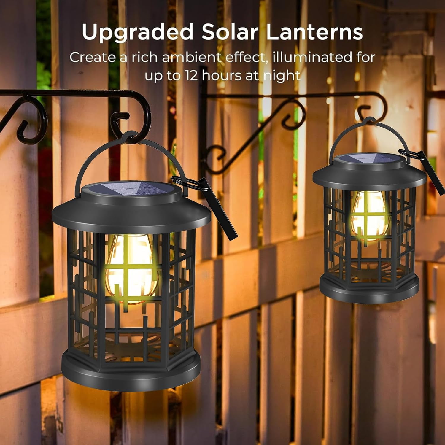 UITTG-Solar Upgraded Bright Hanging Solar Lights for Outside,Solar ...