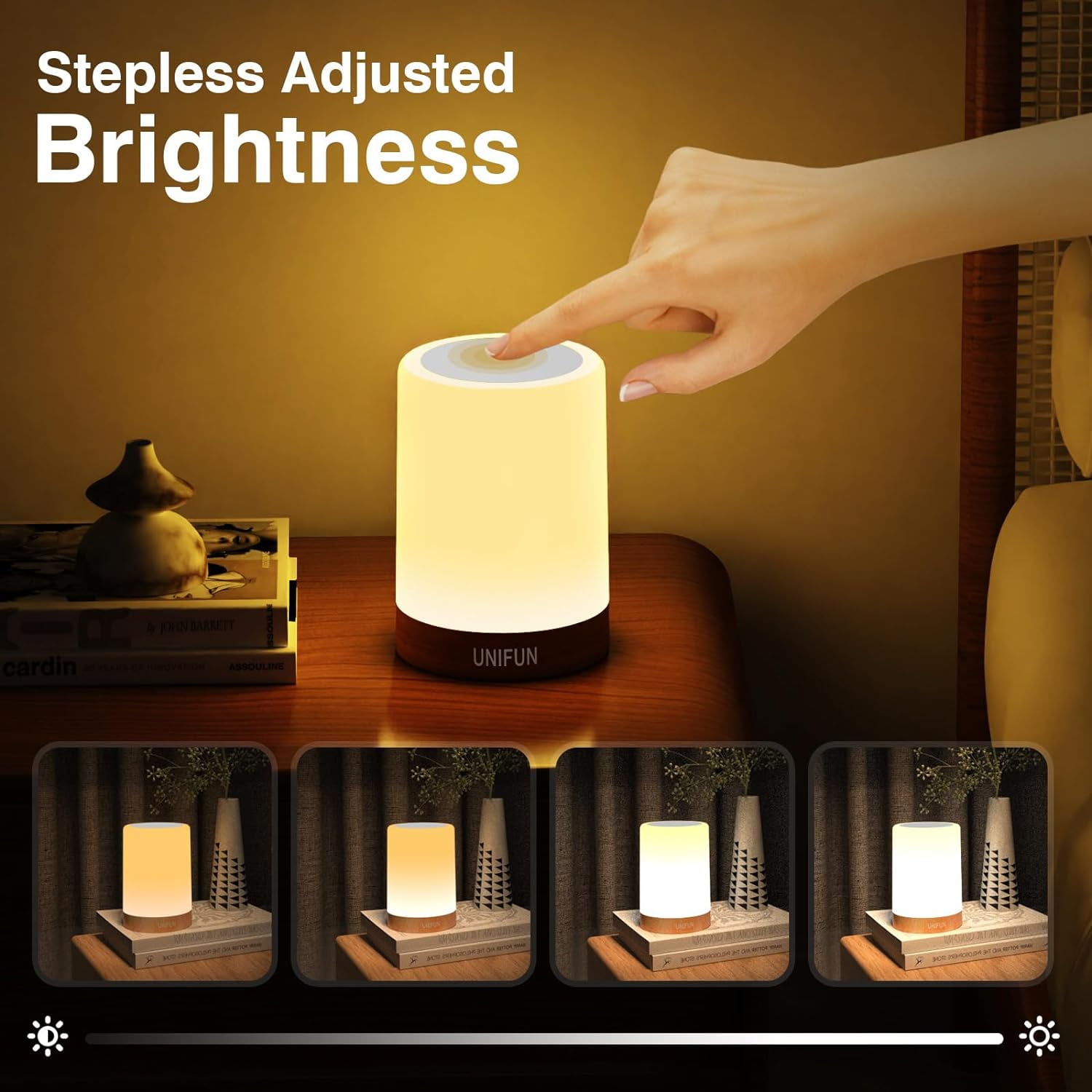 UITTG-Table Lamp, Touch Sensor Bedside Lamps, Dimmable Warm White ...
