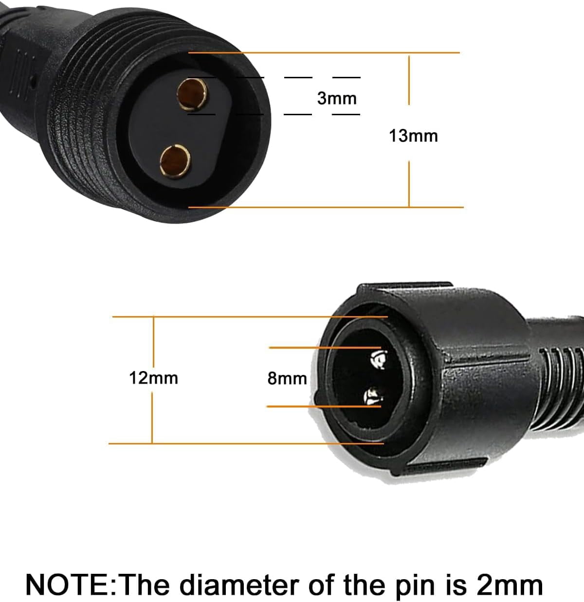 UITTG-Waterproof Extension Cable 2Pin,16AWG Extension Lead Waterproof ...