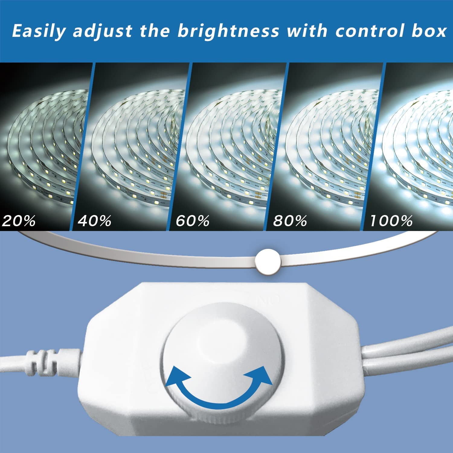 UITTG-White LED Strip Lights, 16.4ft Dimmable 6500k Daylight White Led ...