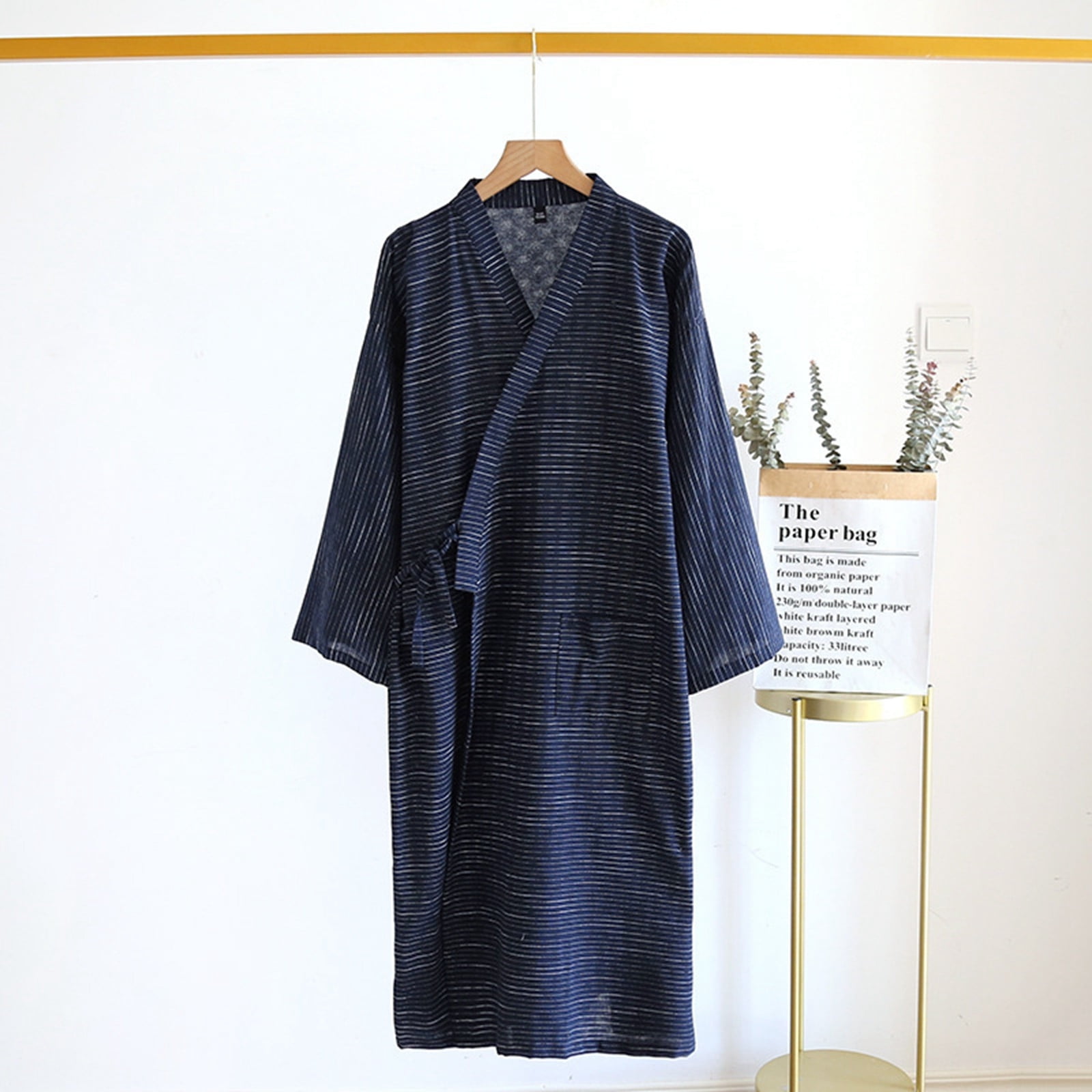 UIX Jacquard Striped Kimono Robe Cotton Thin Spring Summer Autumn ...