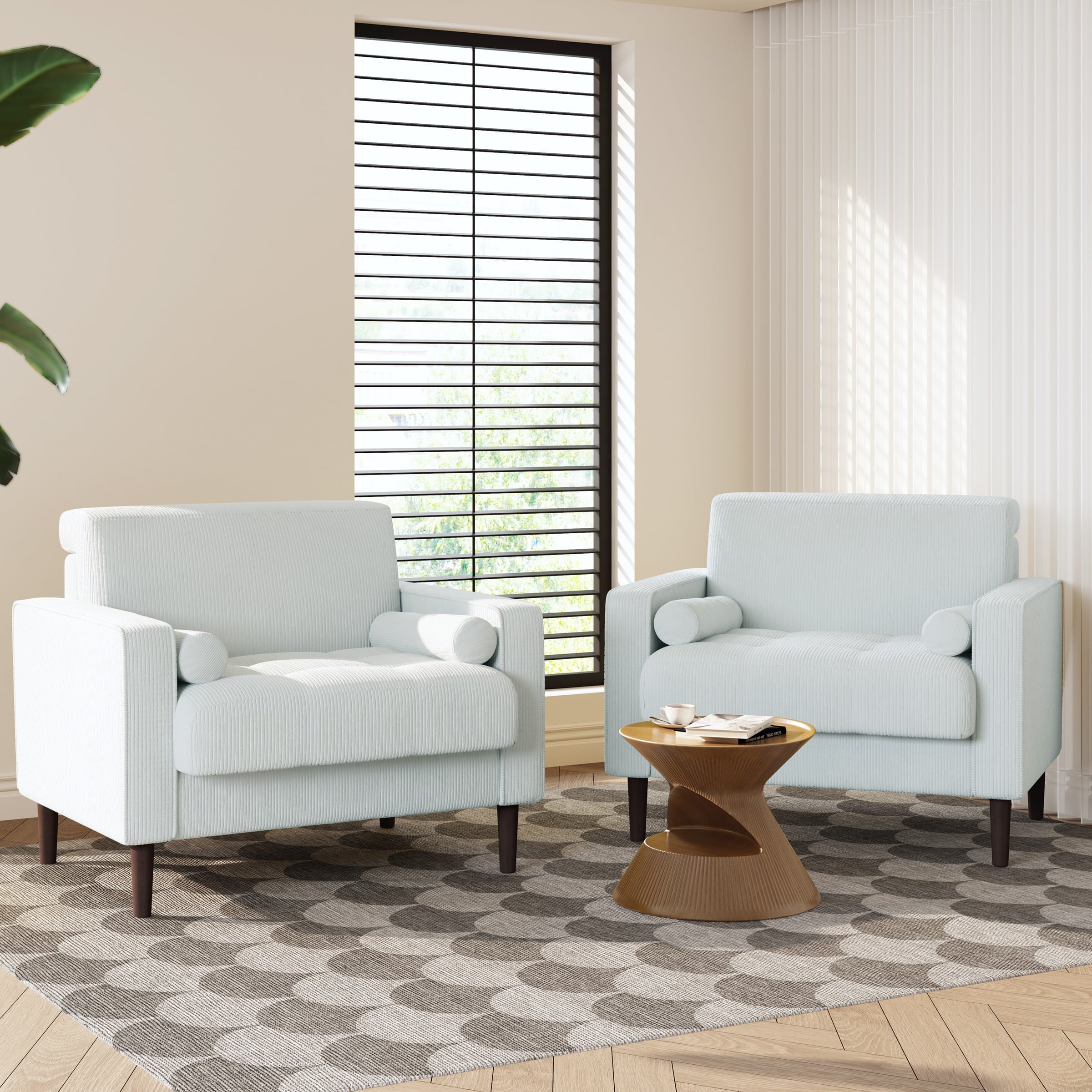 UIXE 2Pcs Corduroy ArmChair, Modern Upholstered Accent Chairs Comfy ...