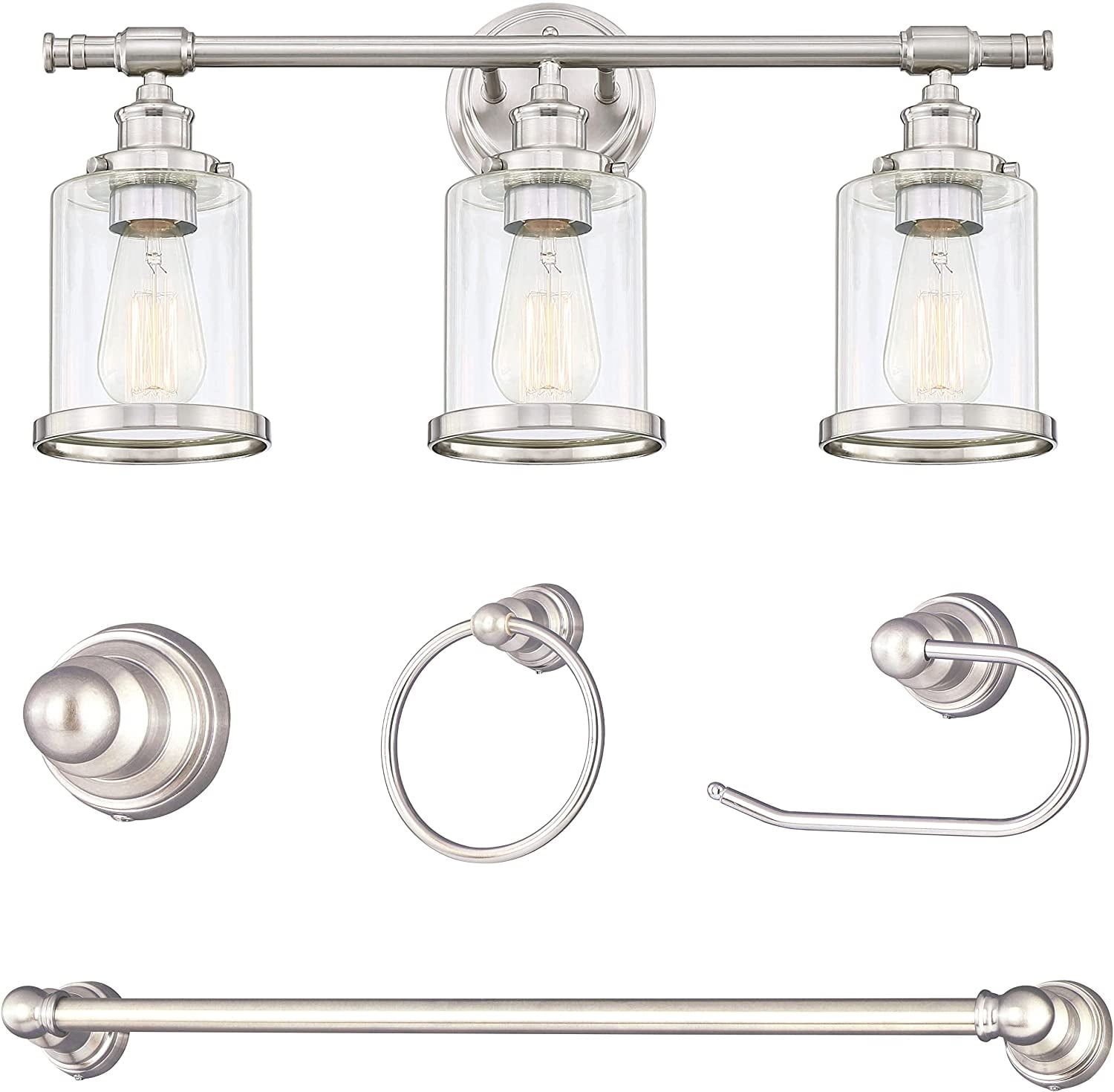 UIXE 3-Light Bathroom Vanity Light Fixture Over Mirror, 5 Piece All-in ...