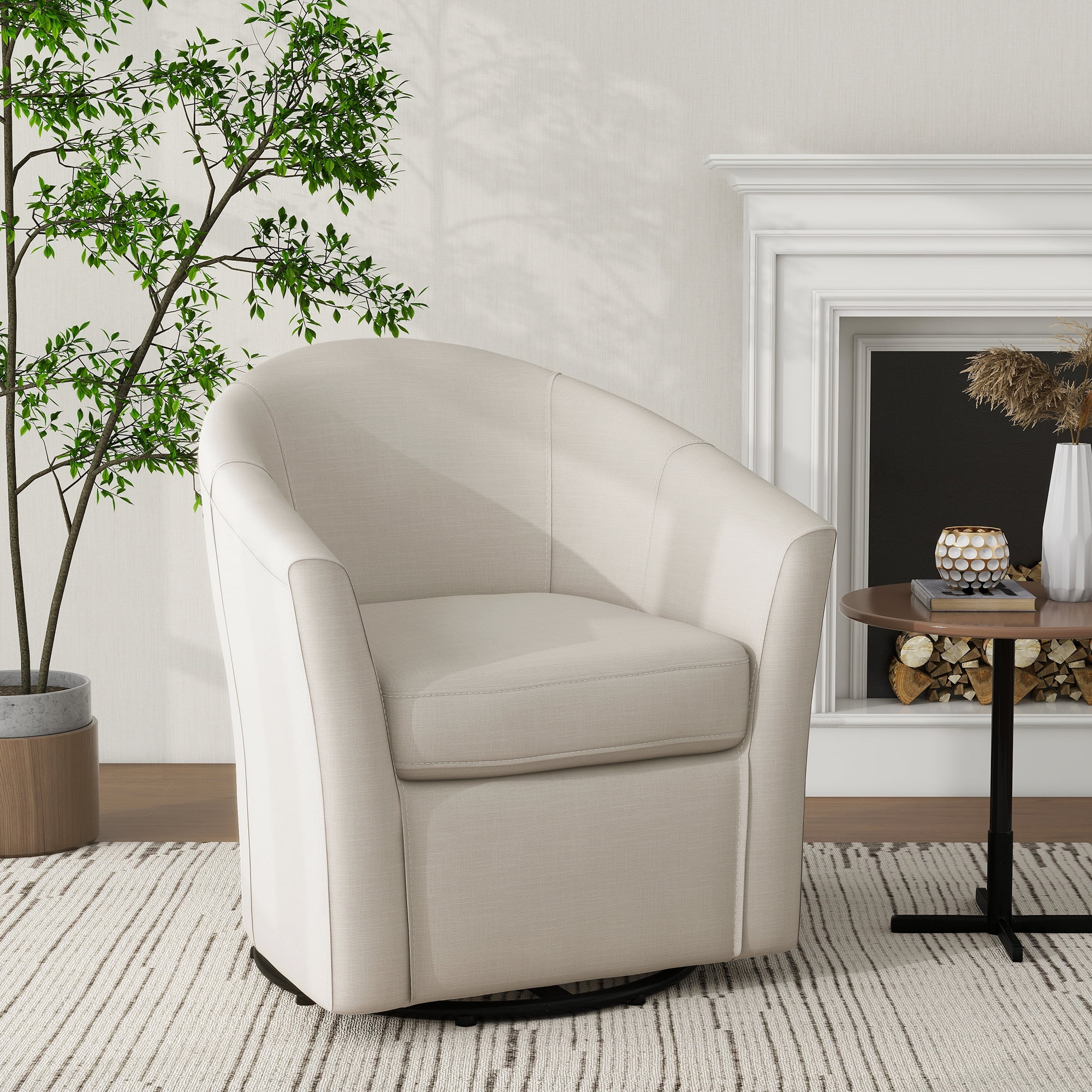 UIXE 360° Swivel Barrel Chair, Swivel Curved Accent Chair Art Deco ...