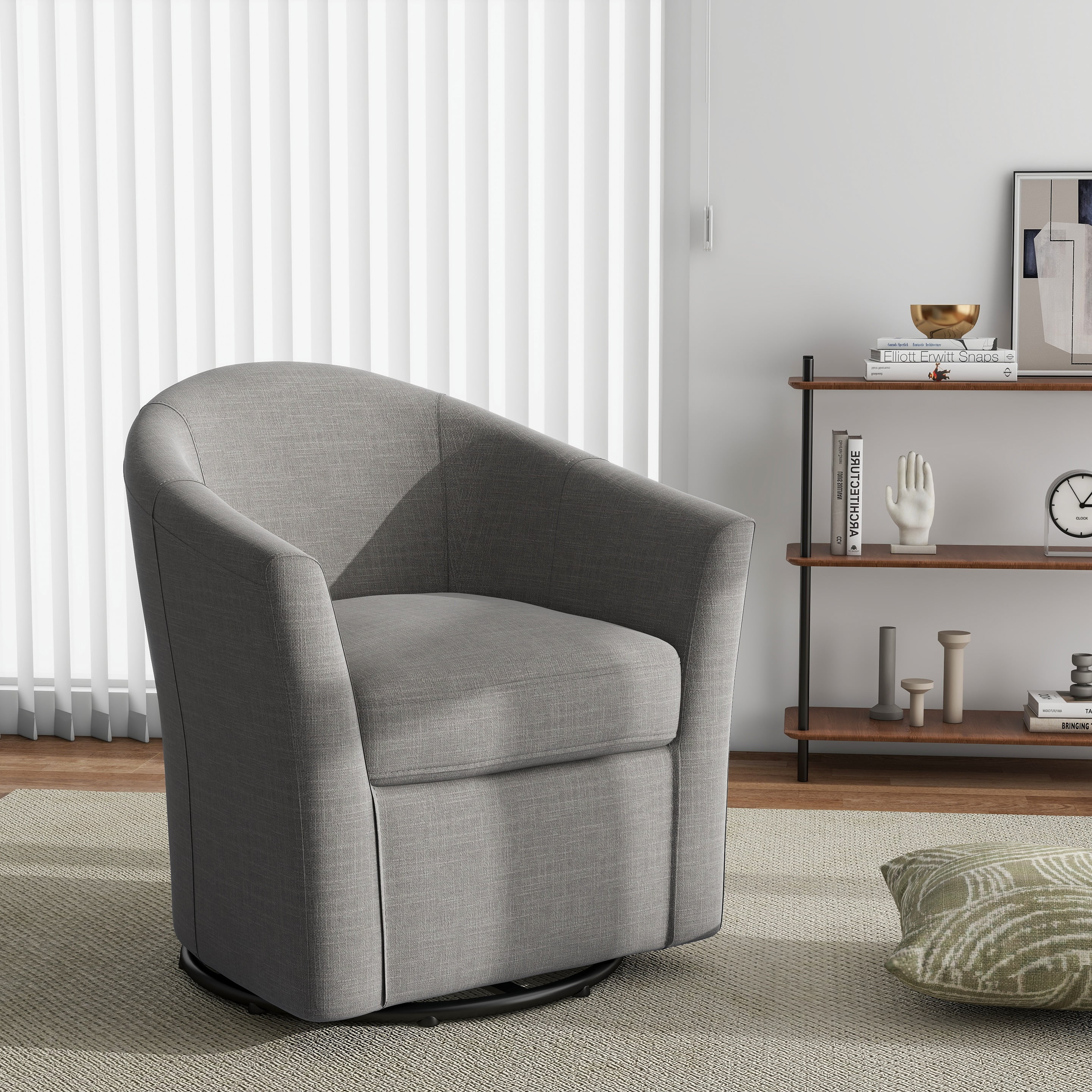 UIXE 360° Swivel Barrel Chair, Swivel Curved Accent Chair Art Deco ...