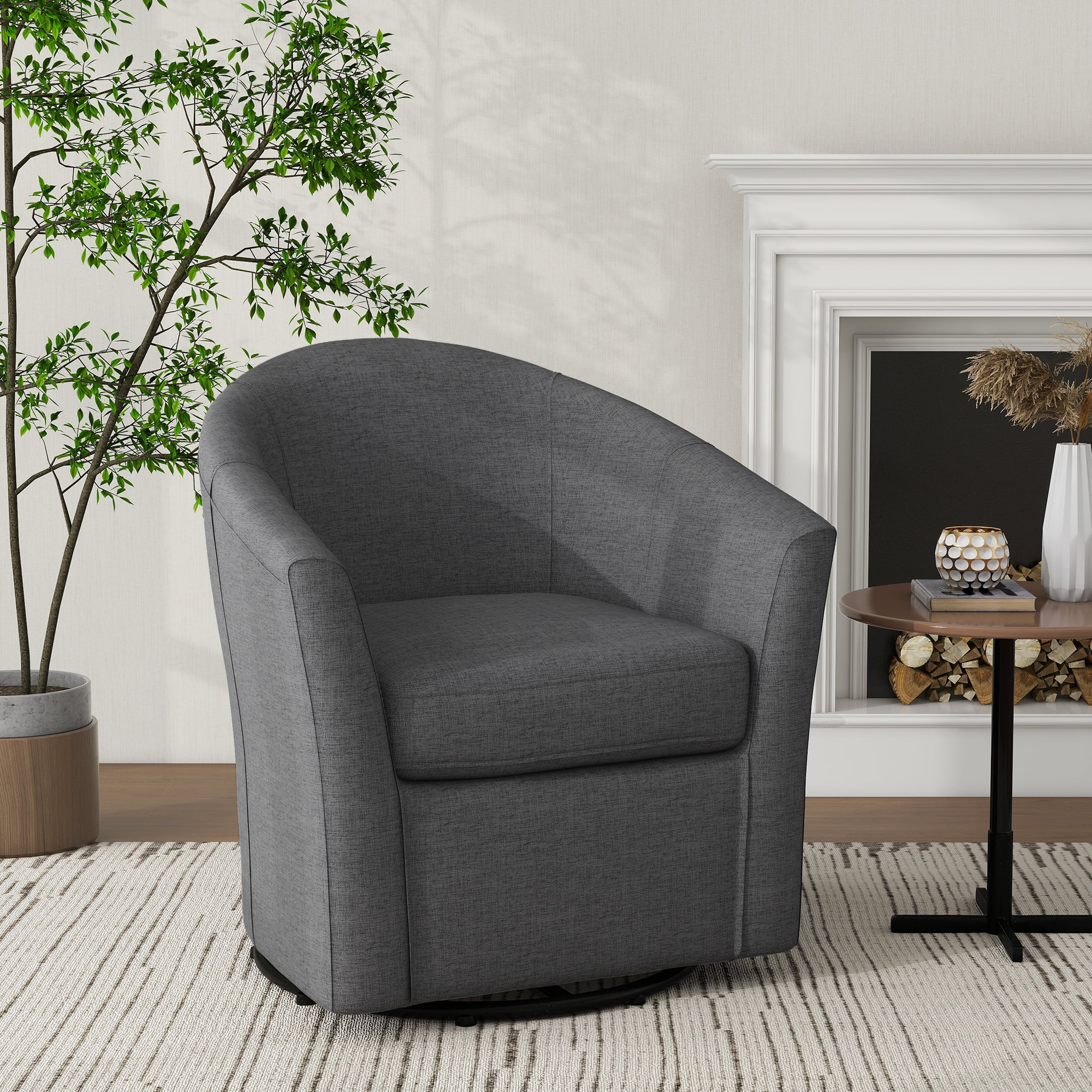 UIXE 360° Swivel Barrel Chair, Swivel Curved Accent Chair Art Deco ...