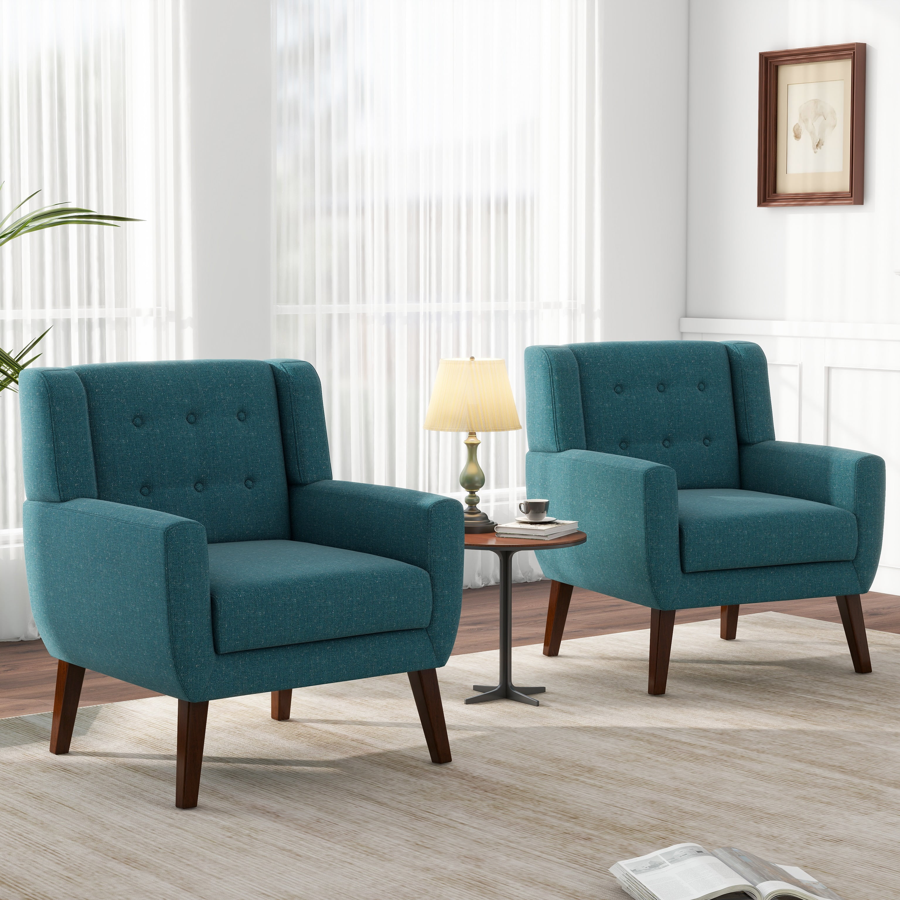 UIXE Accent Chair Set of 2 Upholstered Armchair Modern Living Room ...