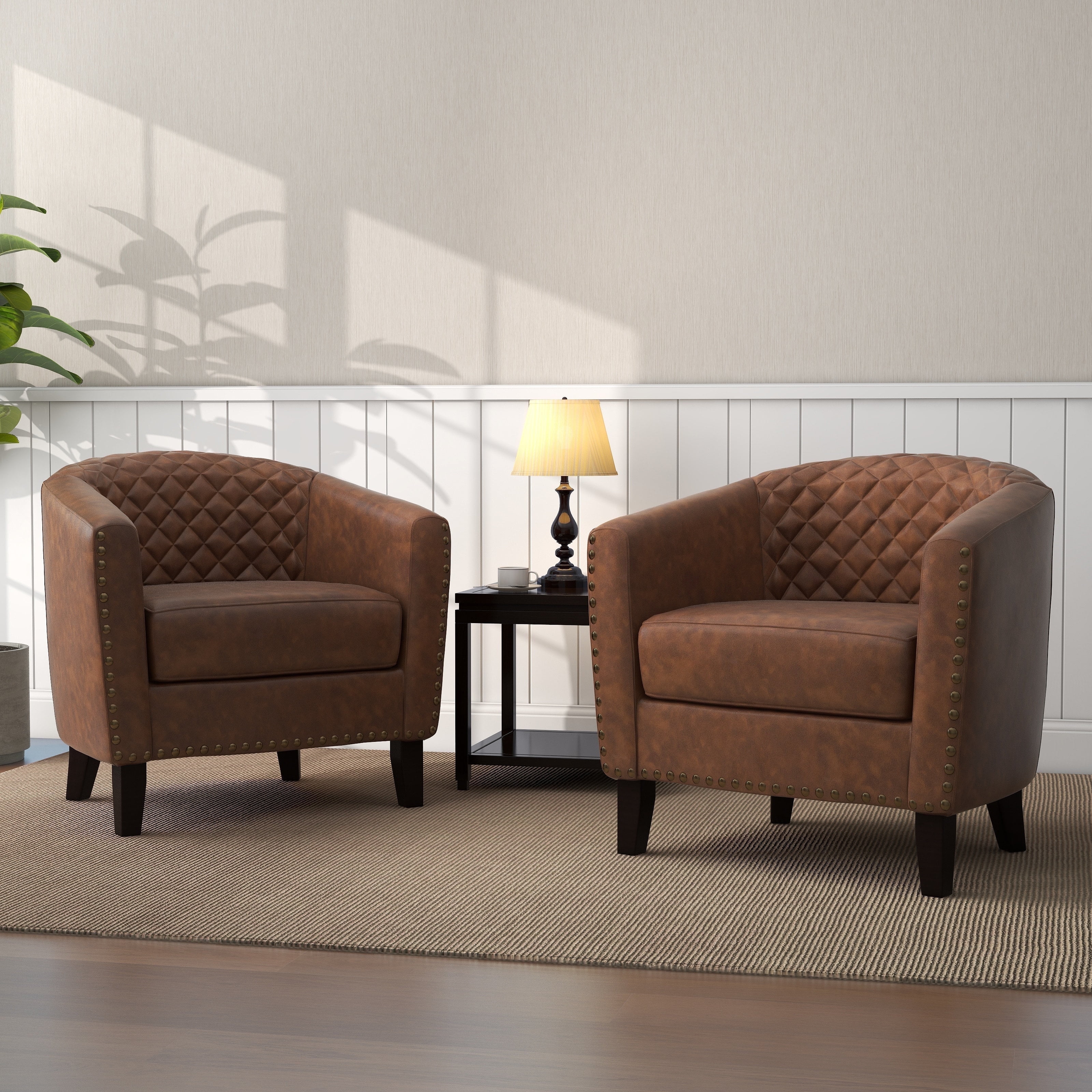UIXE Accent Chairs Modern Upholstered Armchair Comfy Faux Leather ...