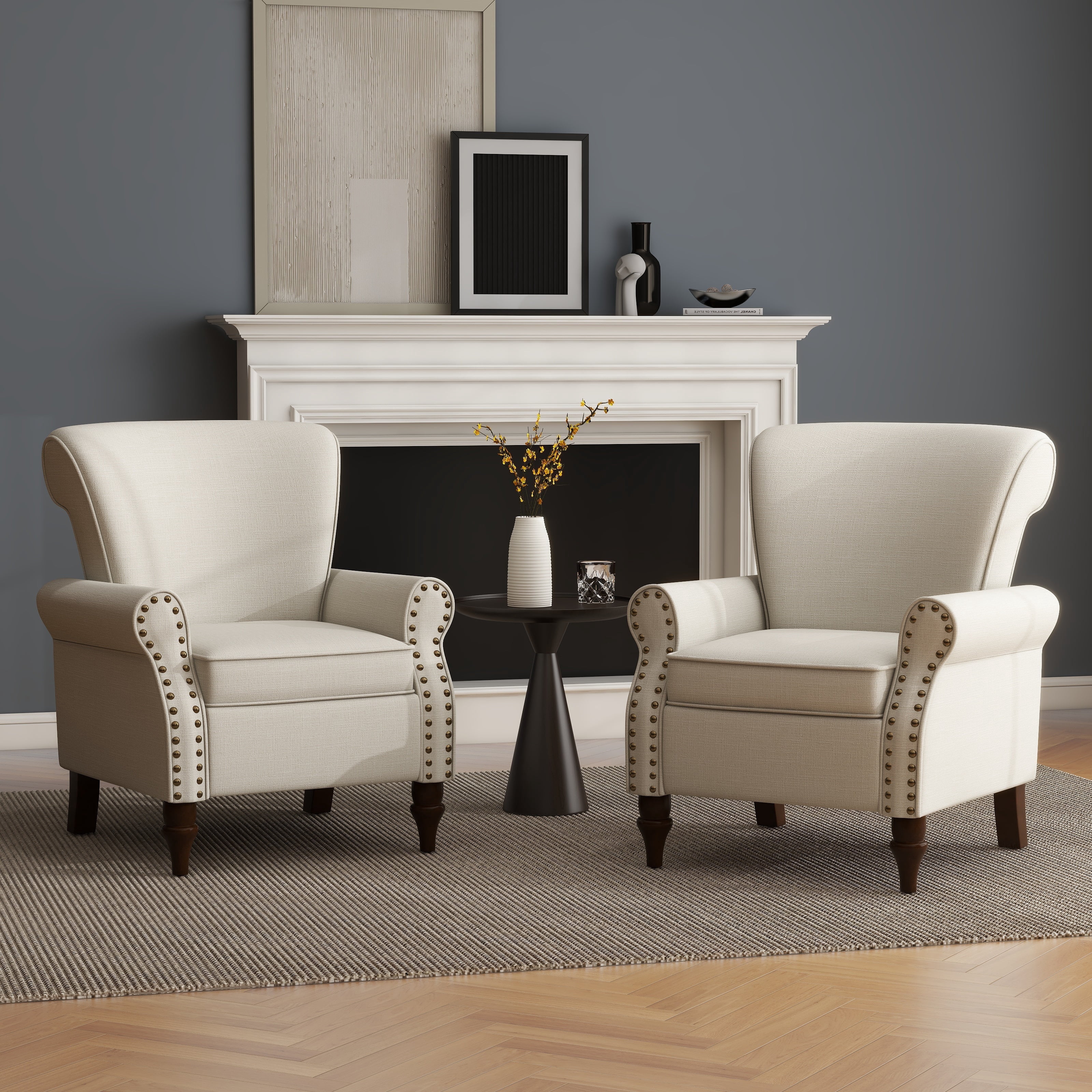 UIXE Accent Chairs Set of 2 Modern Upholstered Arm Chair for Living ...