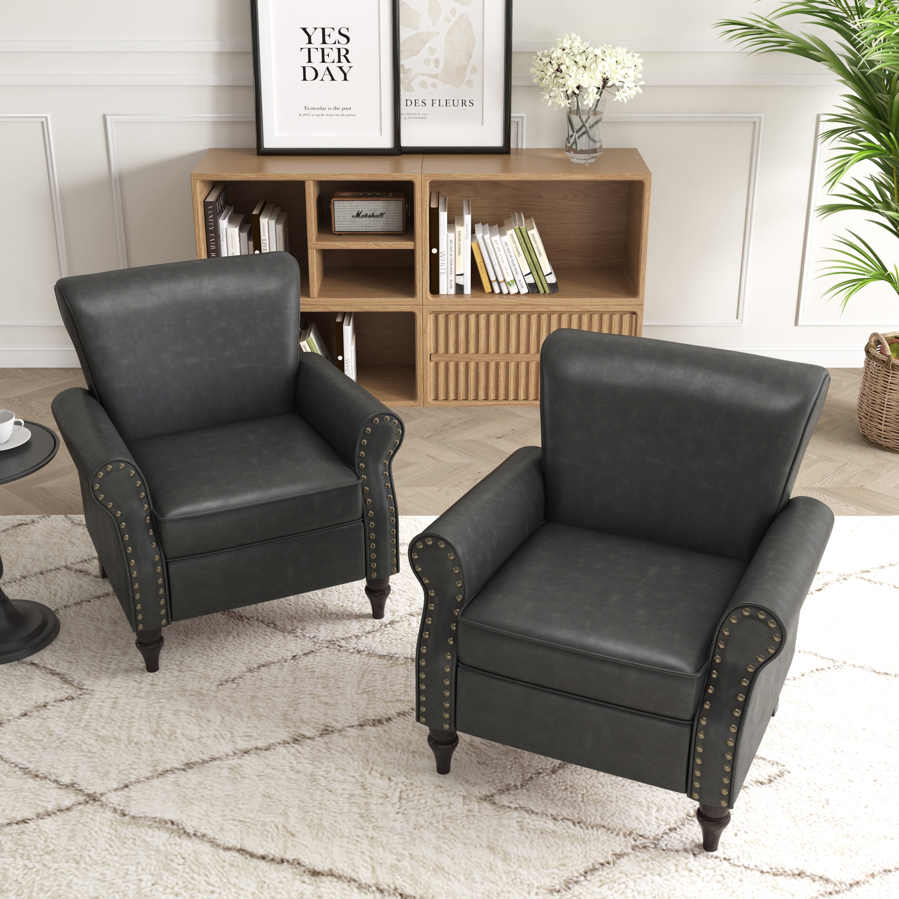 Leather Accent Chairs Set Of 2