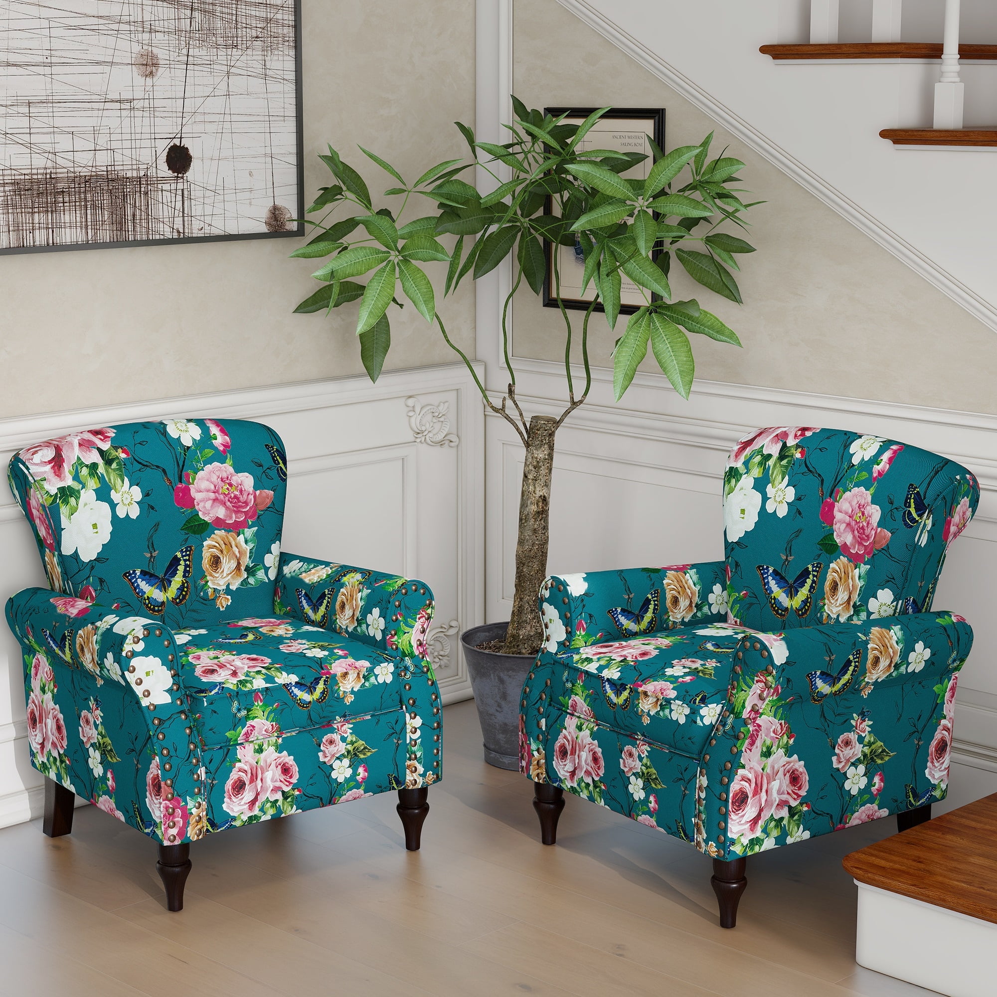 UIXE Accent Chairs Living Room Chairs Set of 2 Upholstered Armchair for ...