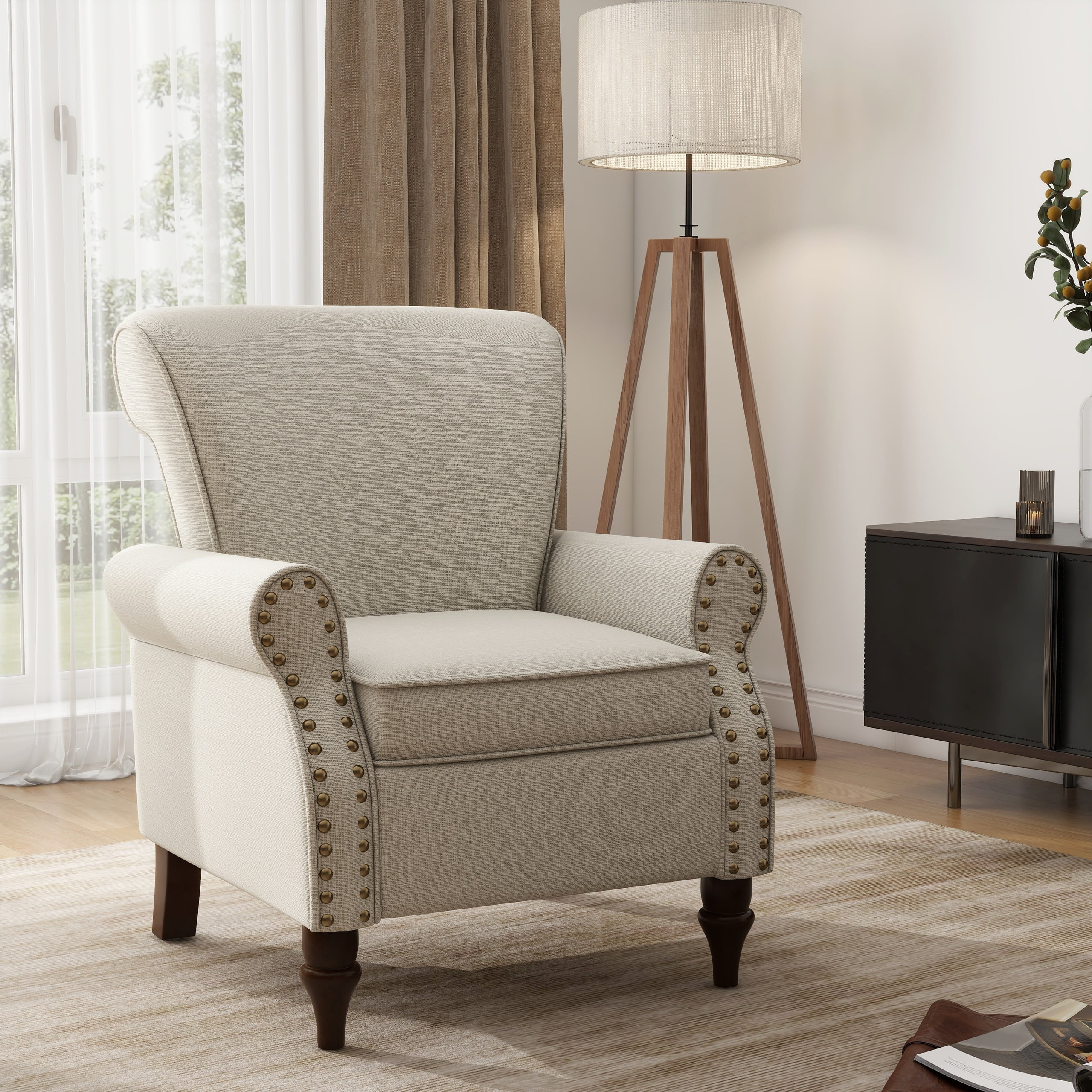 UIXE Accent Chairs for Living Room Comfy Beige Armchair for Bedroom ...
