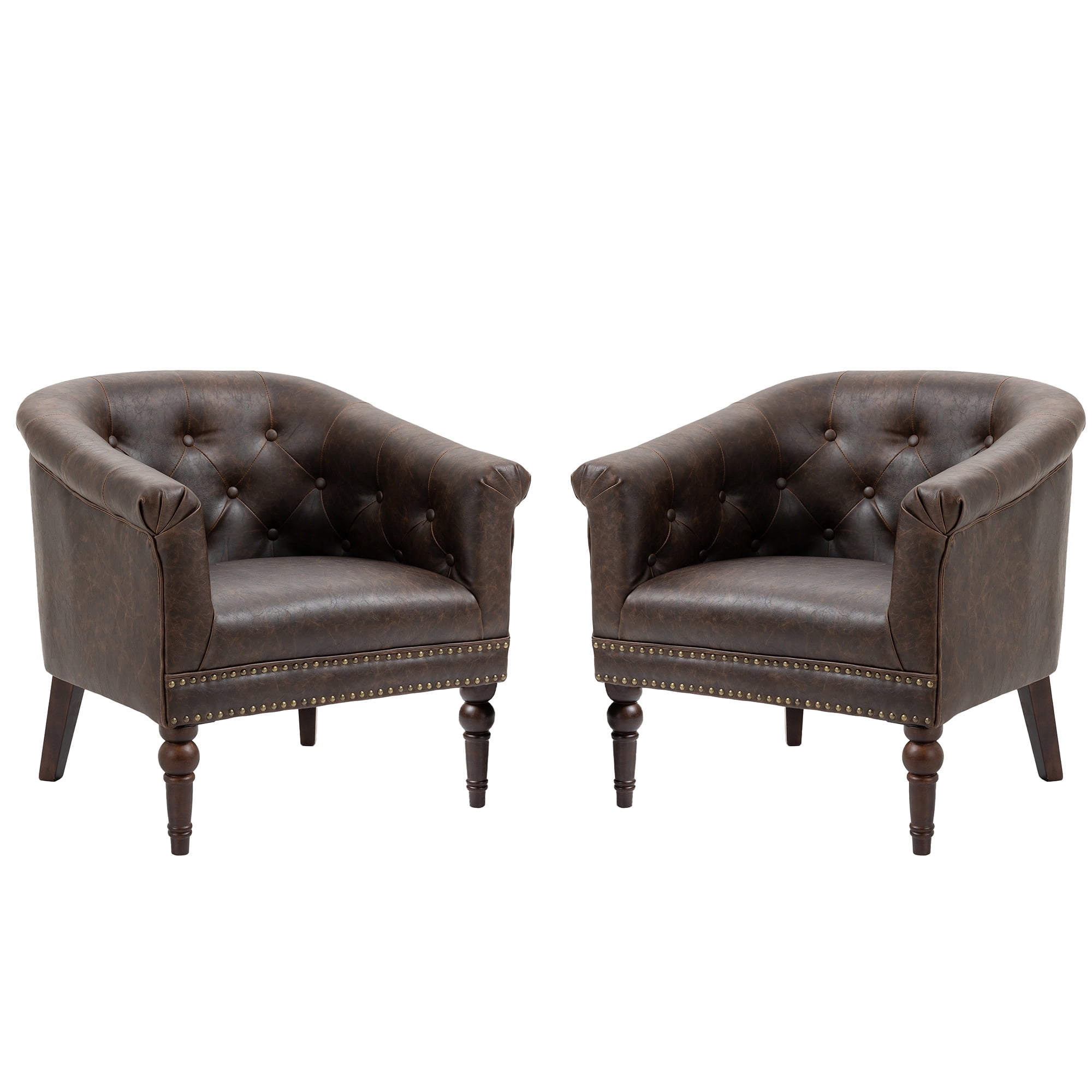 UIXE Chocolate Barrel Club Chair Set of 2 Modern Arm Accent Chair Comfy ...