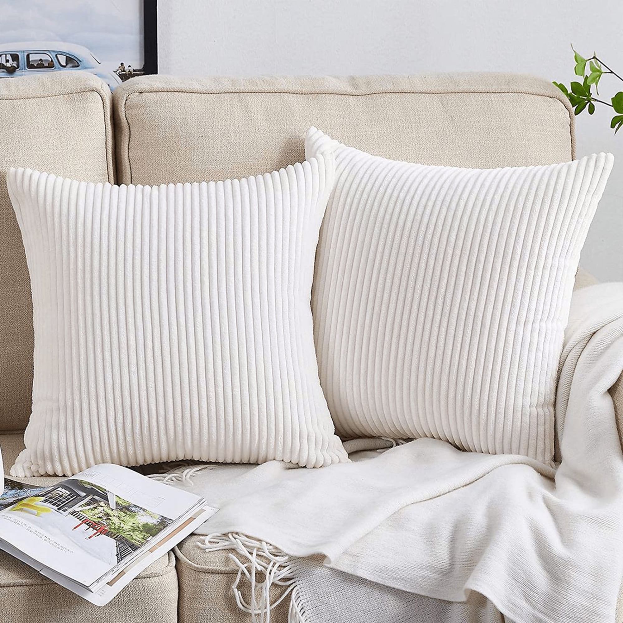 UIXE Decorative Throw Pillows Set of 2 with Inserts Included 17" x 17 ...