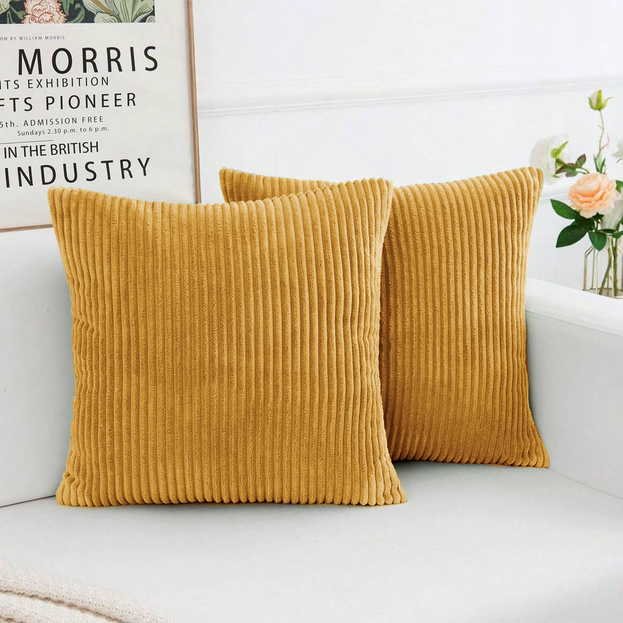 UIXE Decorative Throw Pillows Set of 2 with Inserts Included 17" x 17 ...