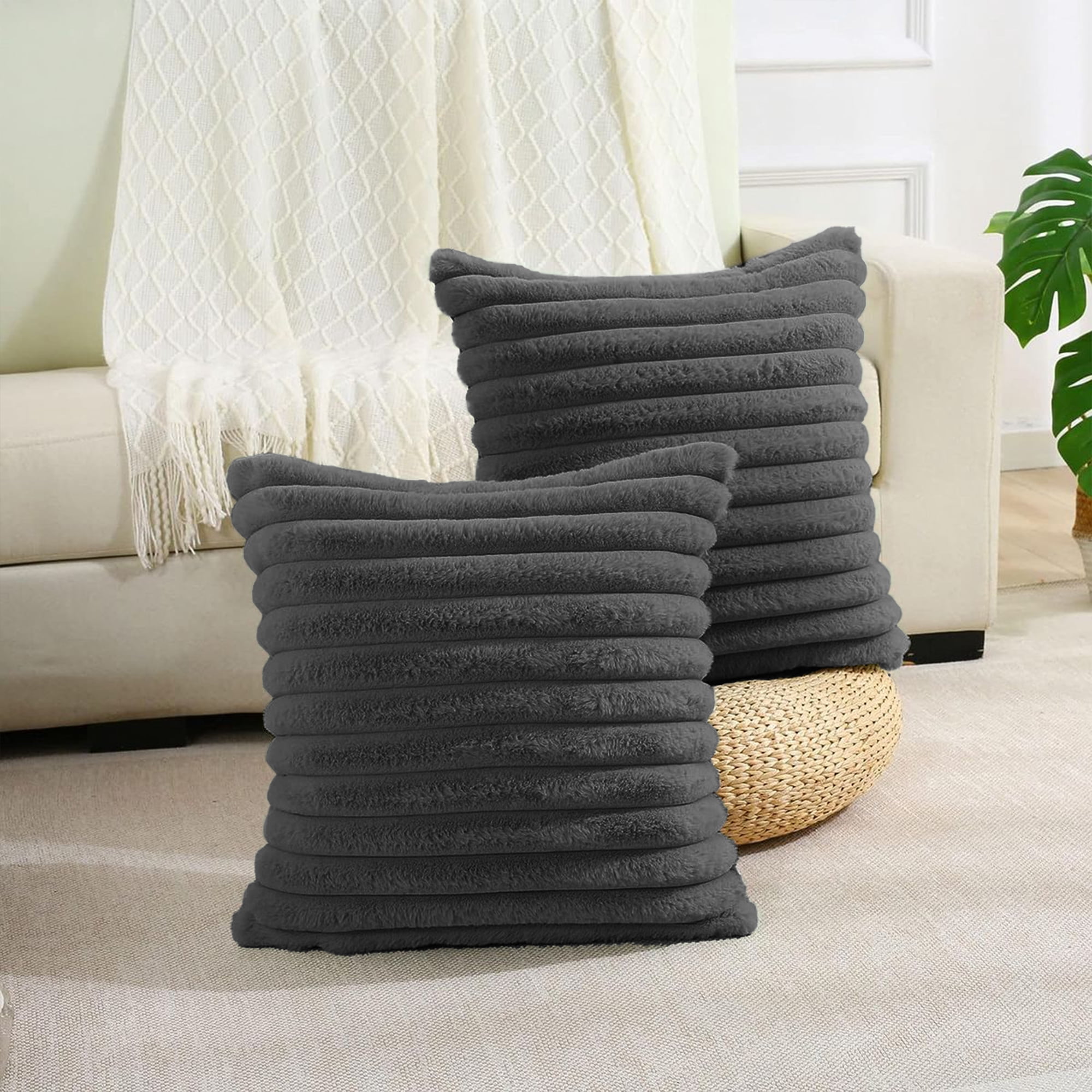 UIXE Decorative Throw Pillows Set of 2 with Inserts Included 17" x 17 ...