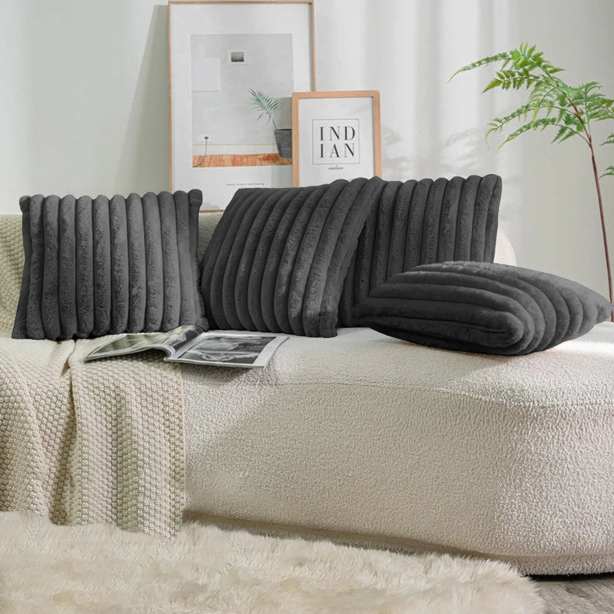 UIXE Decorative Throw Pillows Set of 4 with Inserts Included 17" x 17 ...