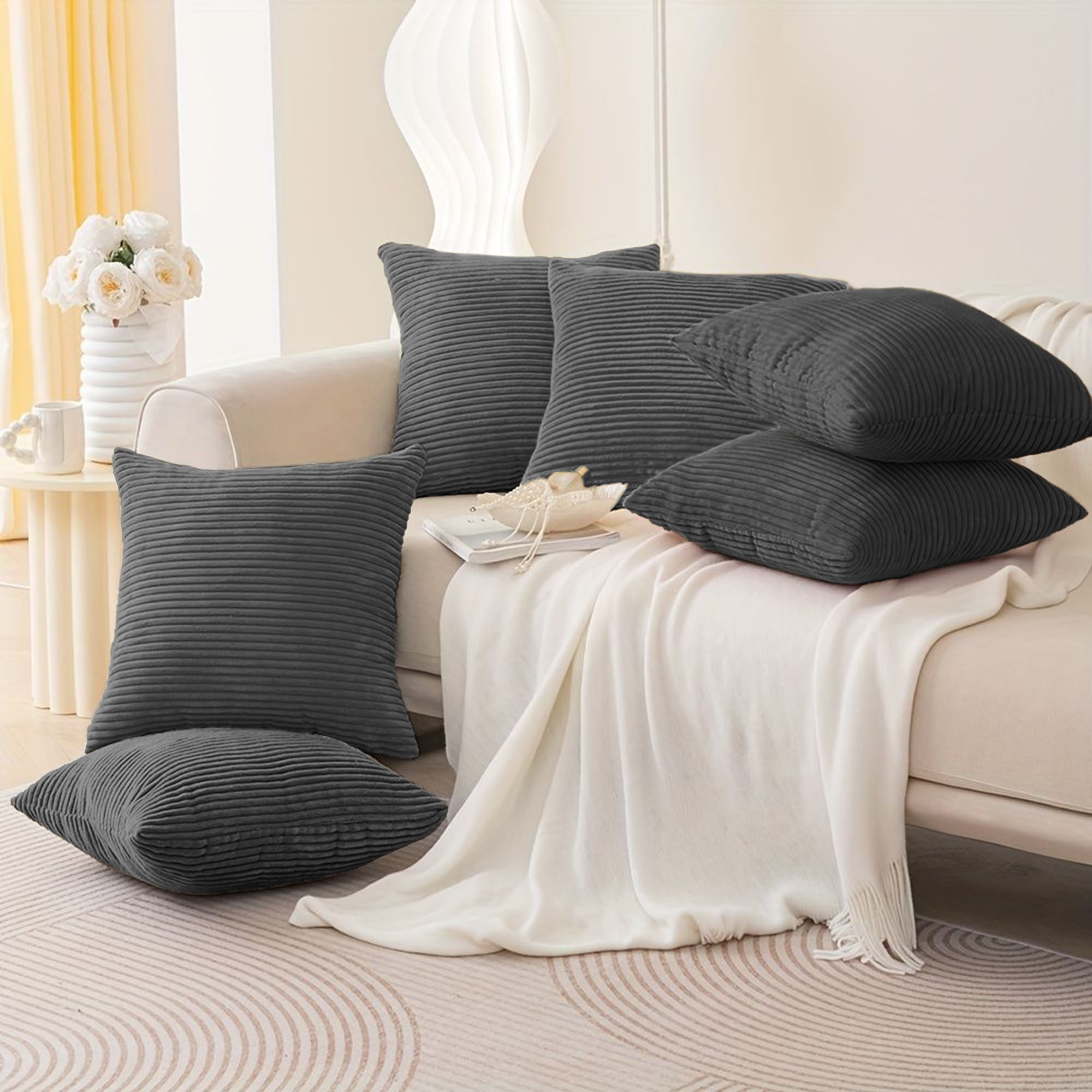 UIXE Decorative Throw Pillows Set of 6 with Inserts Included 17" x 17 ...