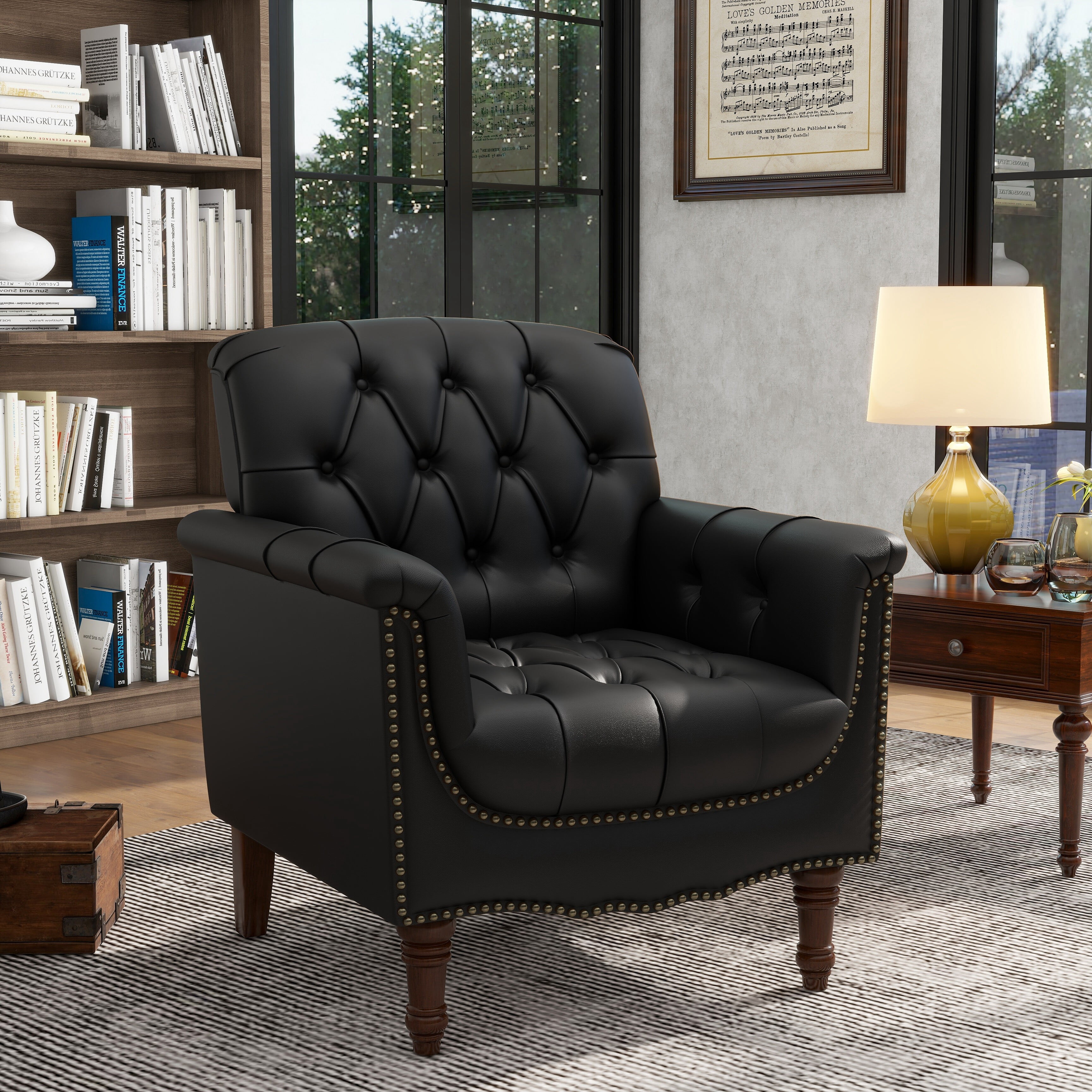 Dreamsidea Faux Leather Accent Chair for living Room, Button Tufted ...