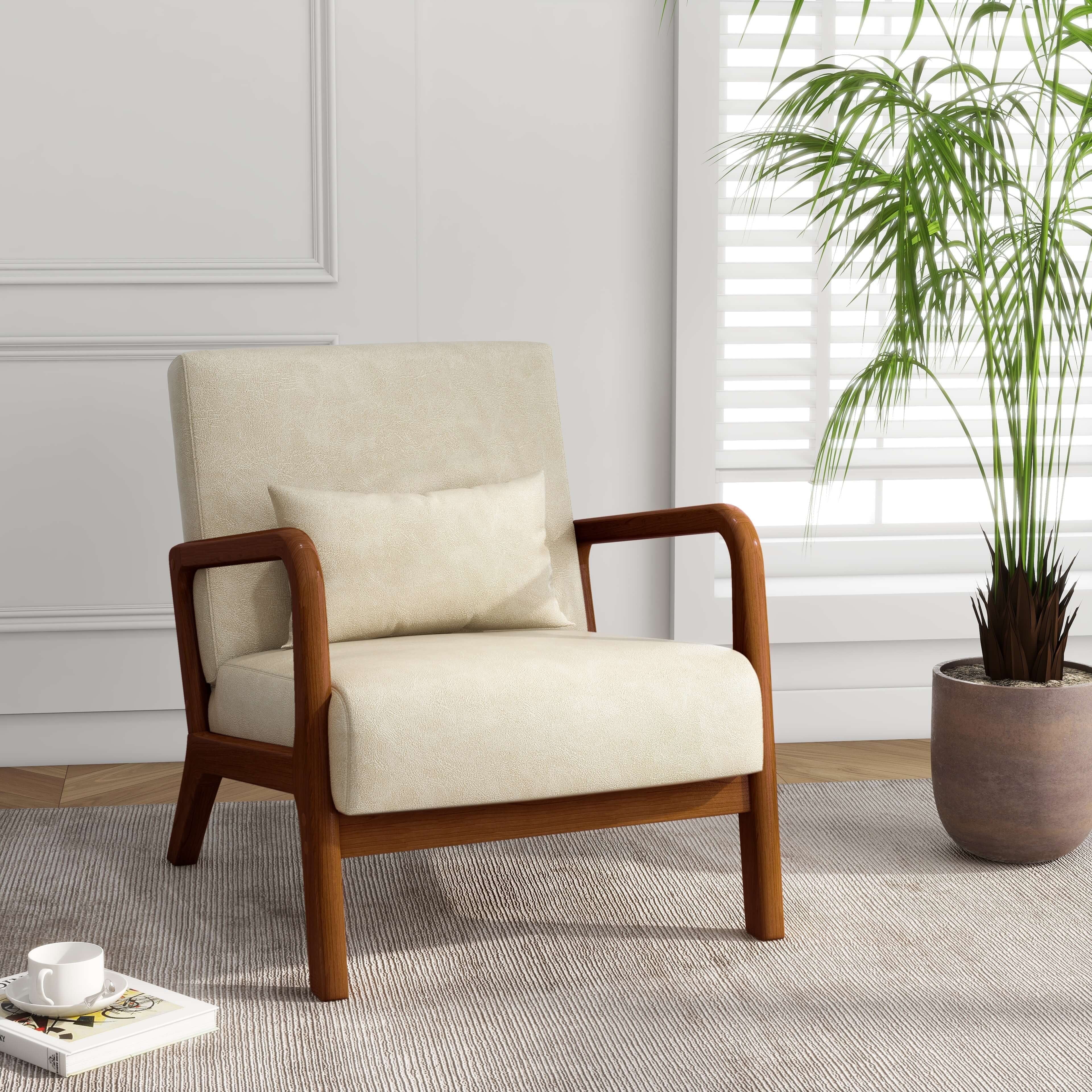 UIXE Faux Leather Accent Chairs Upholstered Comfortable Arm Chair with ...