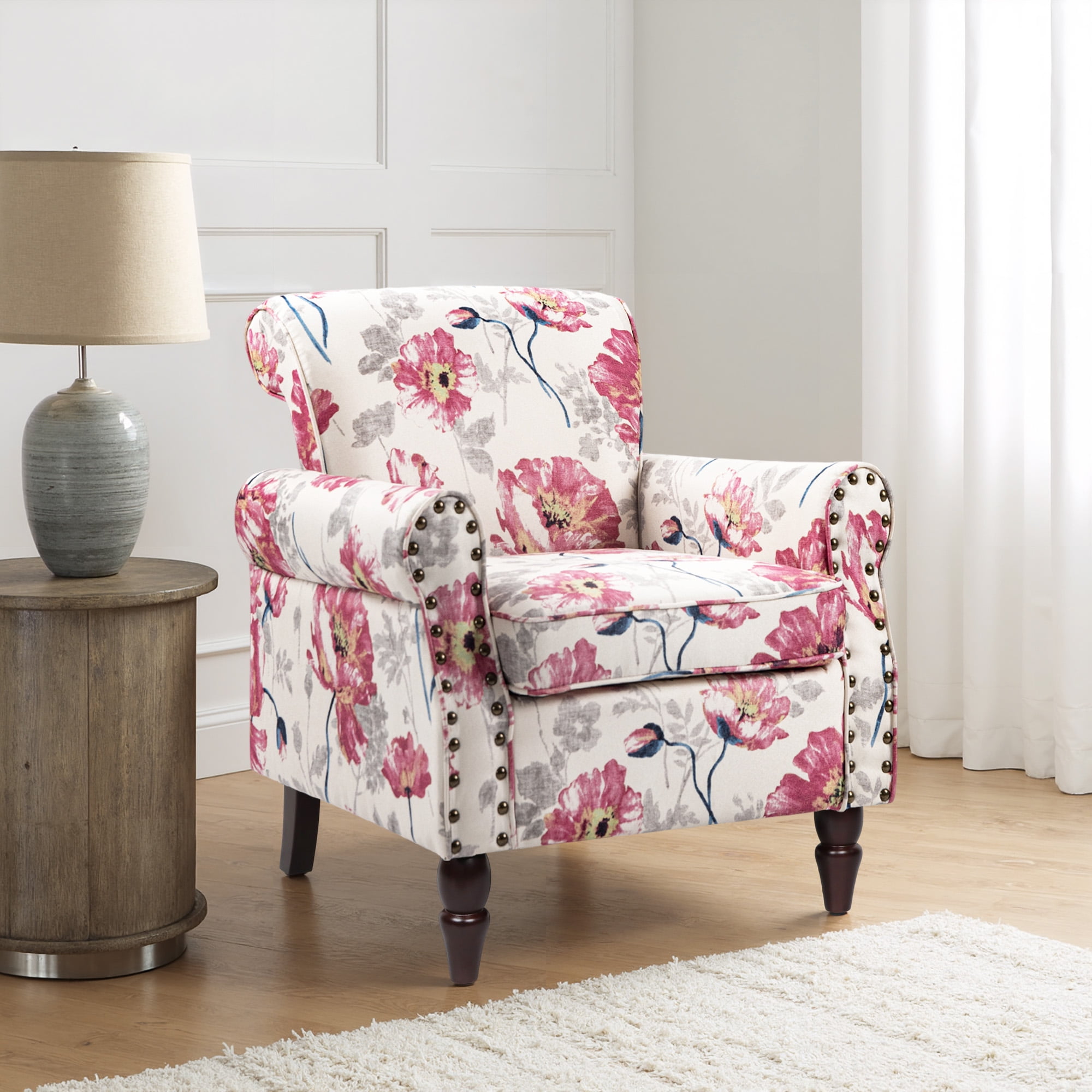 UIXE Floral Pattern Accent Chairs Reading Living Room Side Chair Comfy ...