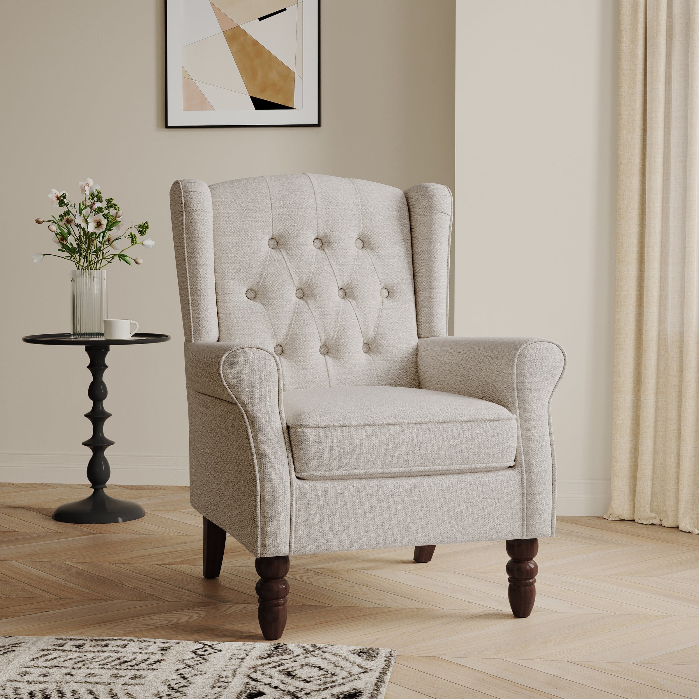 UIXE High Back Accent Chair Upholstered Armchair High Back Single Sofa ...