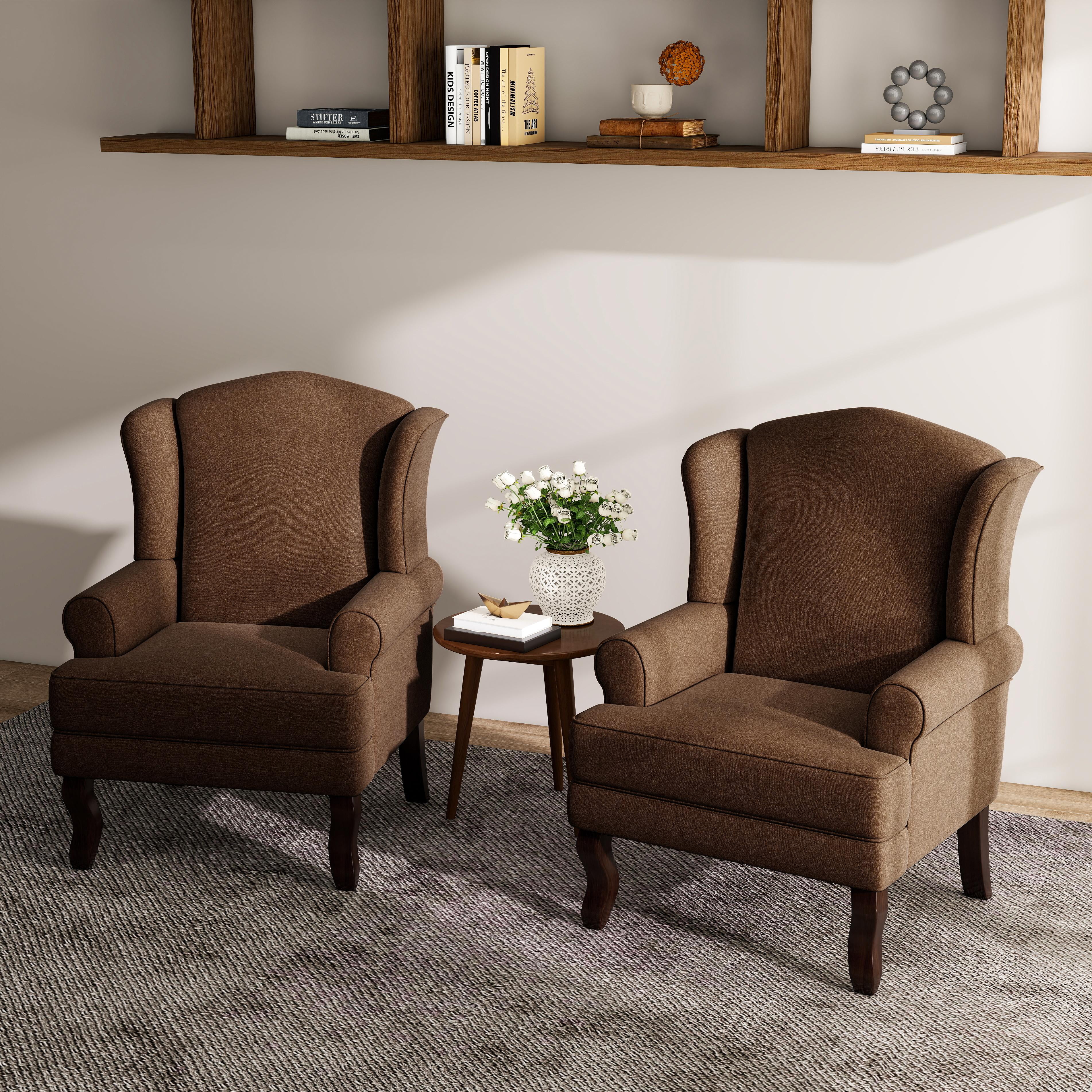 UIXE High Back Accent Chairs Set of 2, Upholstered Armchair in Fabric ...