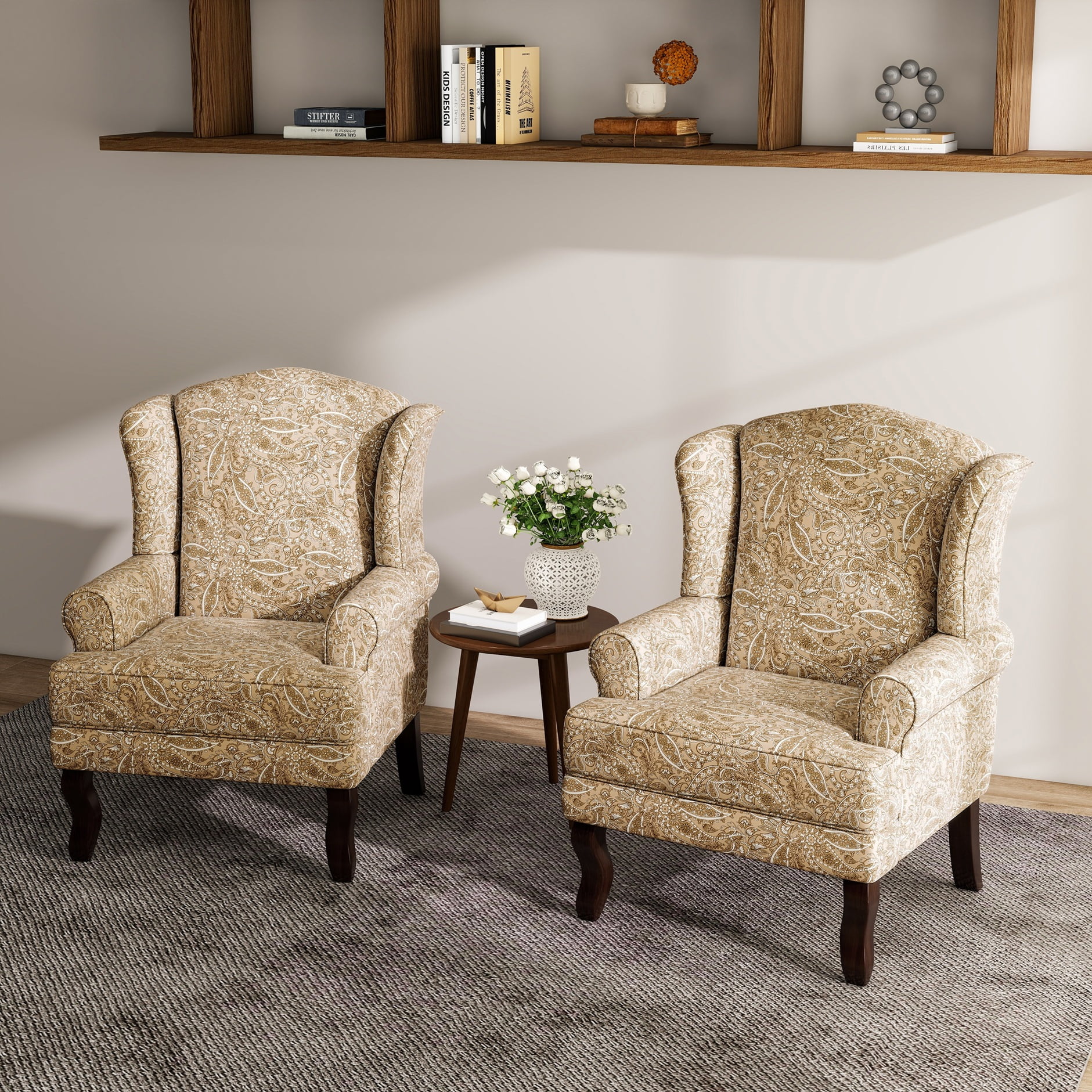 UIXE High Back Accent Chairs Set of 2, Upholstered Armchair in Fabric ...