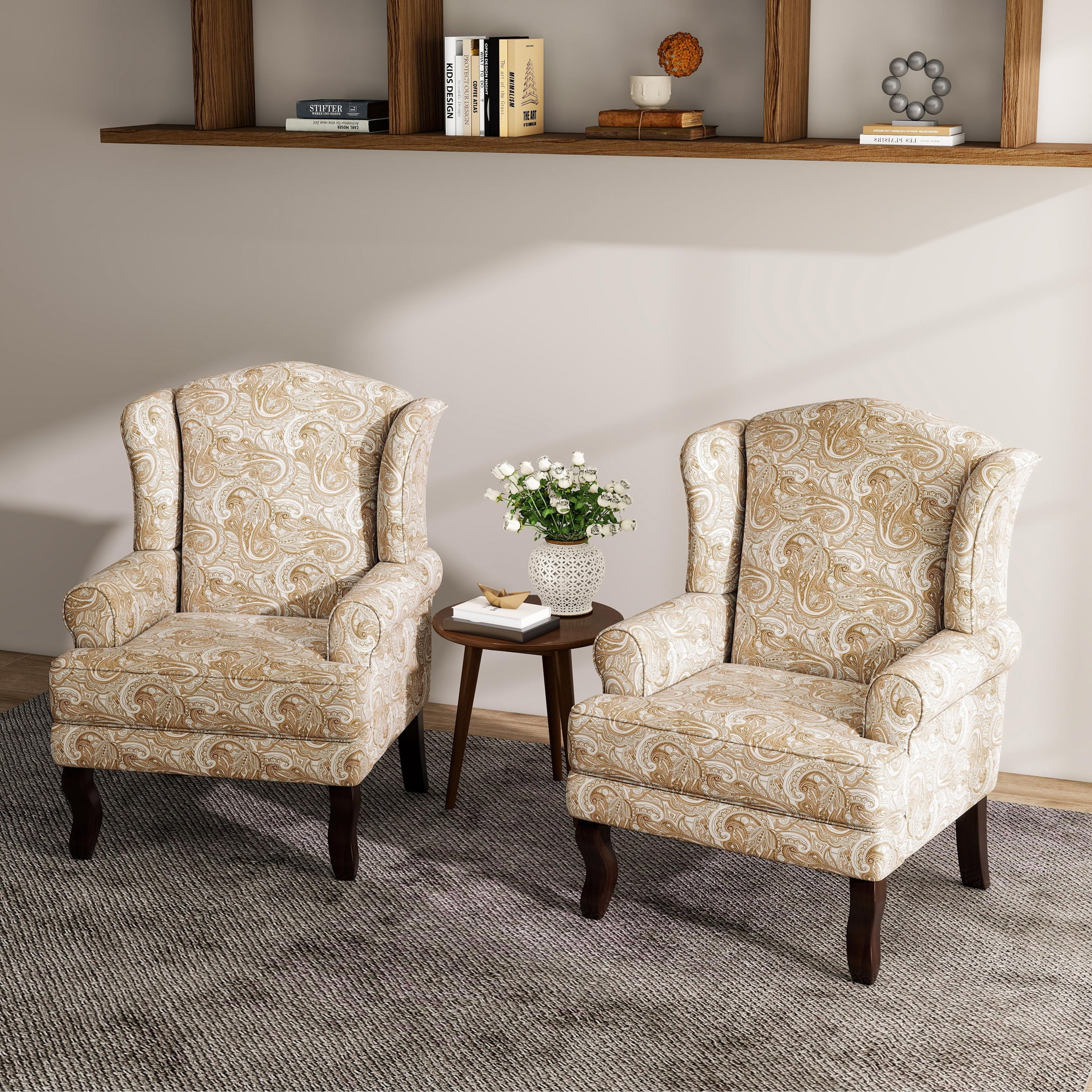 UIXE High Back Accent Chairs Set of 2, Upholstered Armchair in Fabric ...
