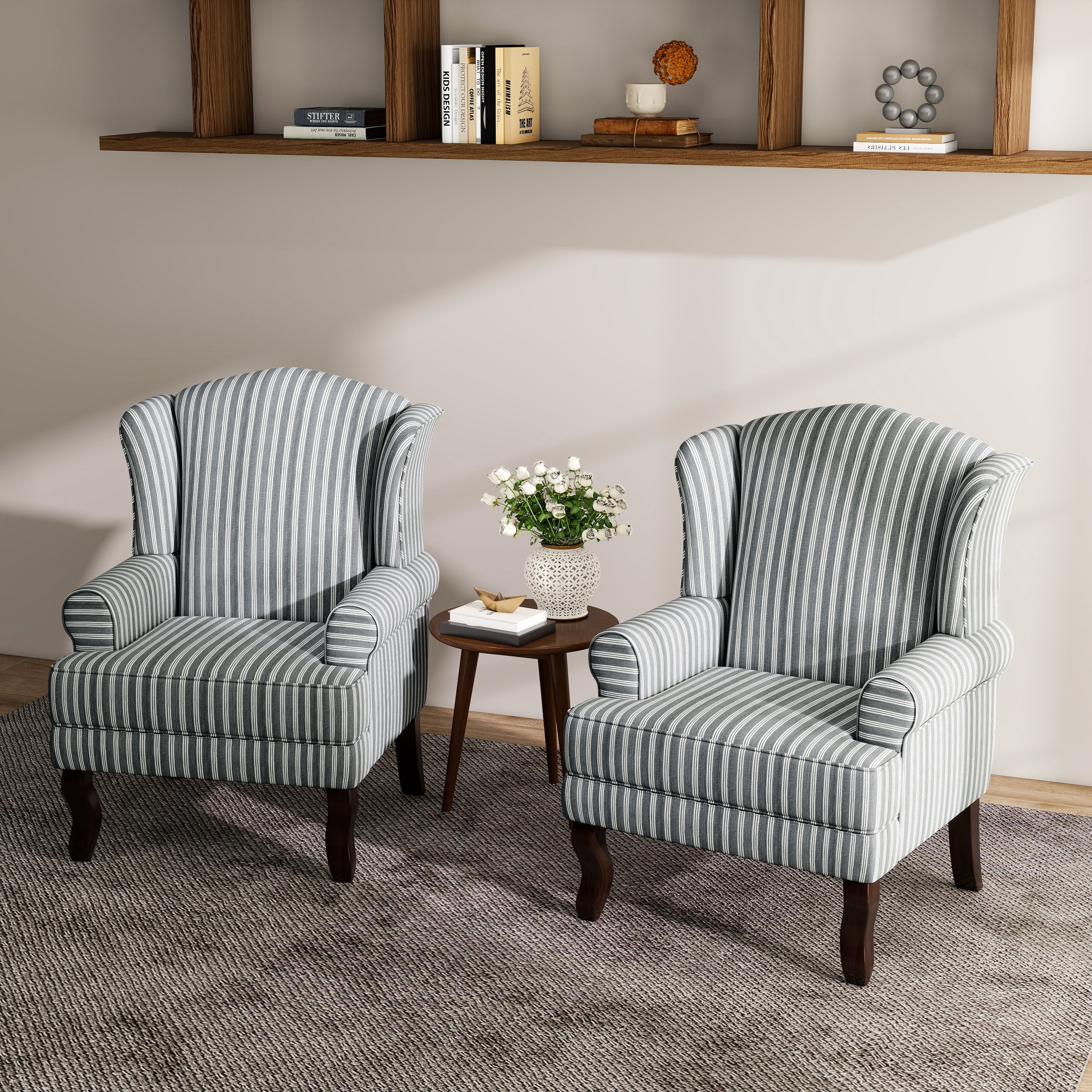 UIXE High Back Accent Chairs Set of 2, Upholstered Armchair in Fabric ...