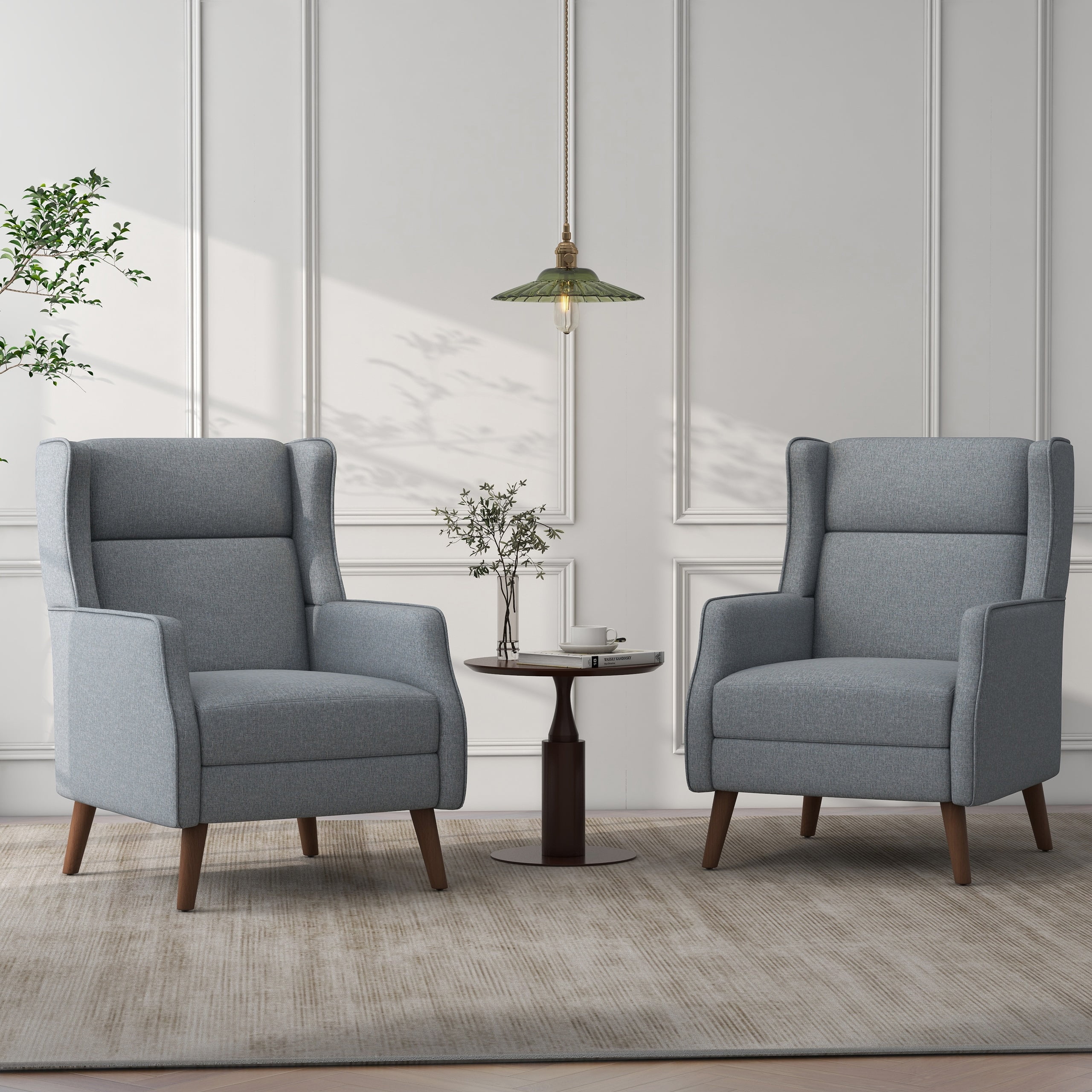 UIXE High Back Accent Chairs Set of 2 Wingback Recliner Chair ...