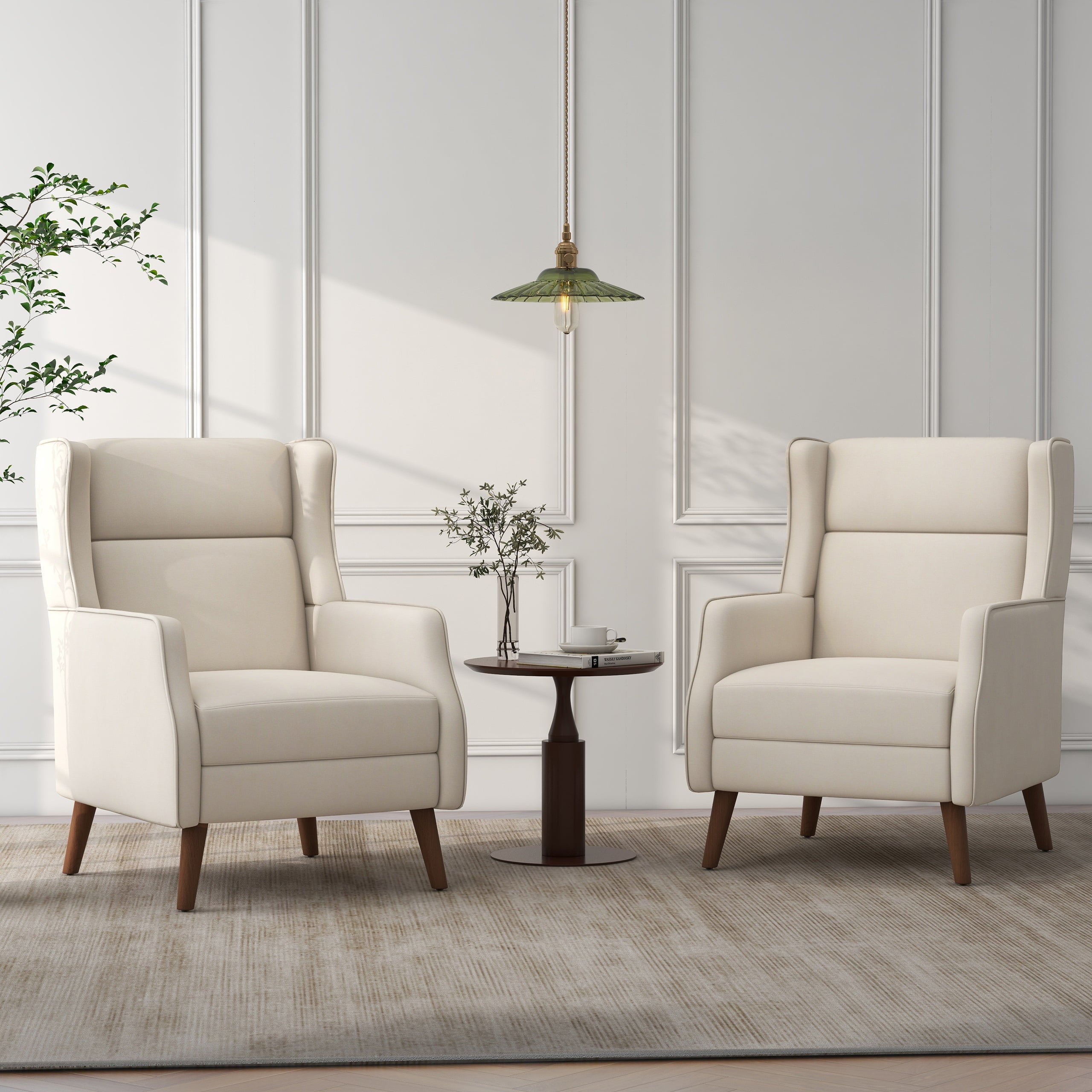 UIXE High Back Accent Chairs Set of 2 Wingback Recliner Chair ...
