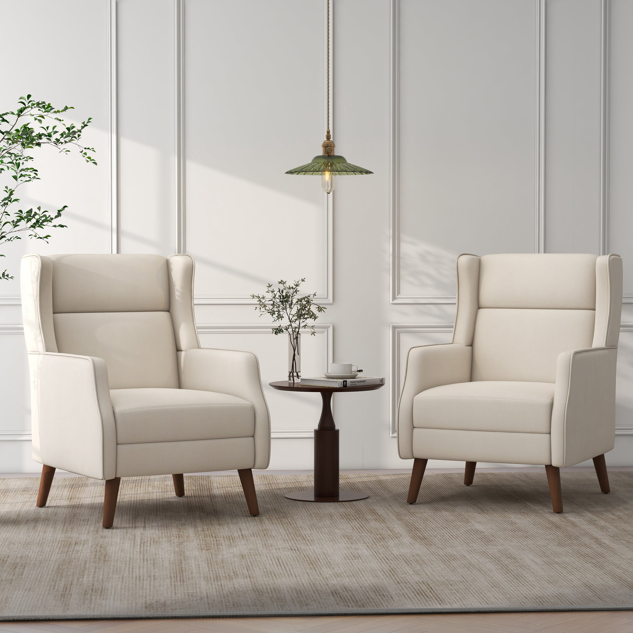 UIXE High Back Accent Chairs Set of 2 Wingback Recliner Chair ...