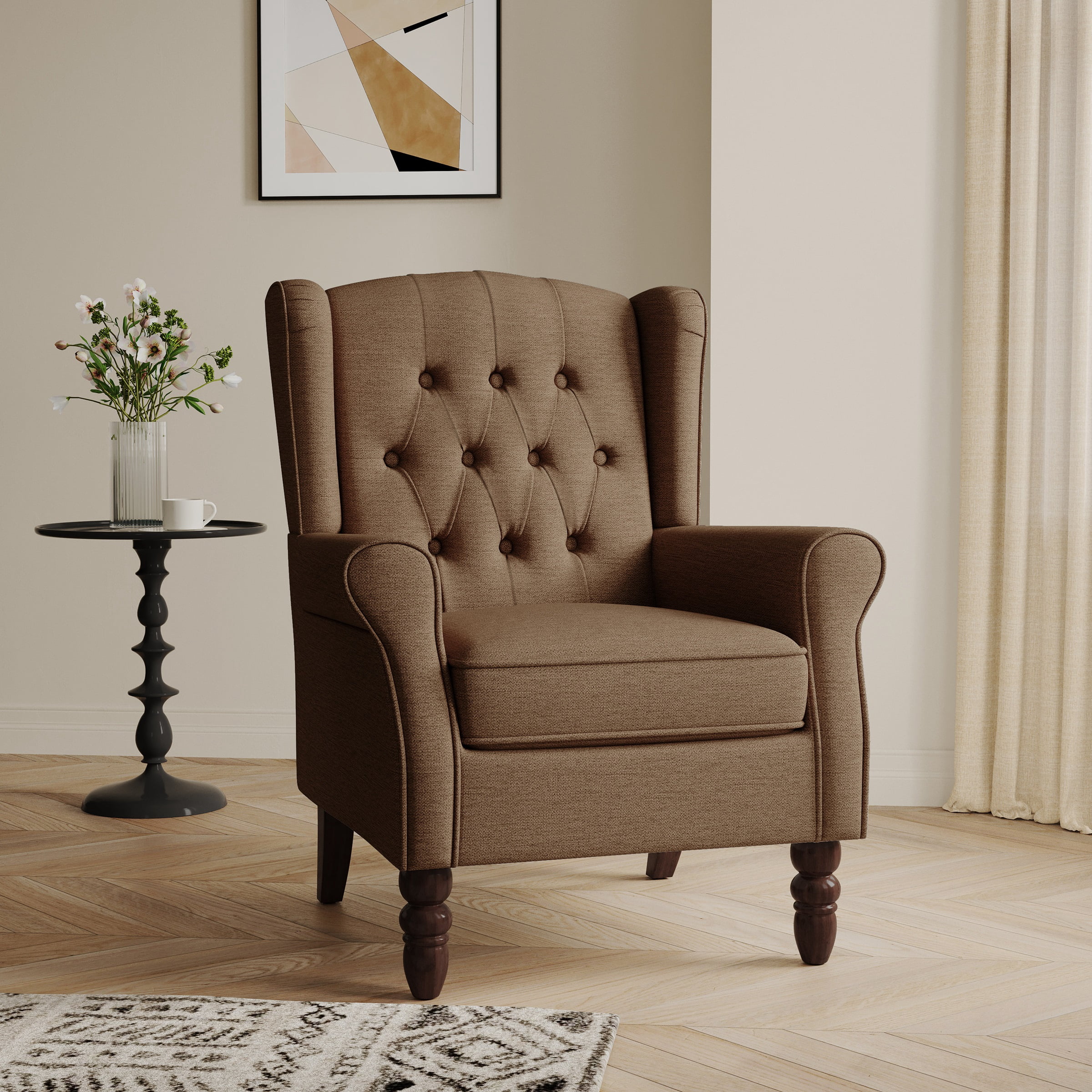 UIXE High Back Accent Chairs Upholstered Armchair Retro Wingback Arm ...