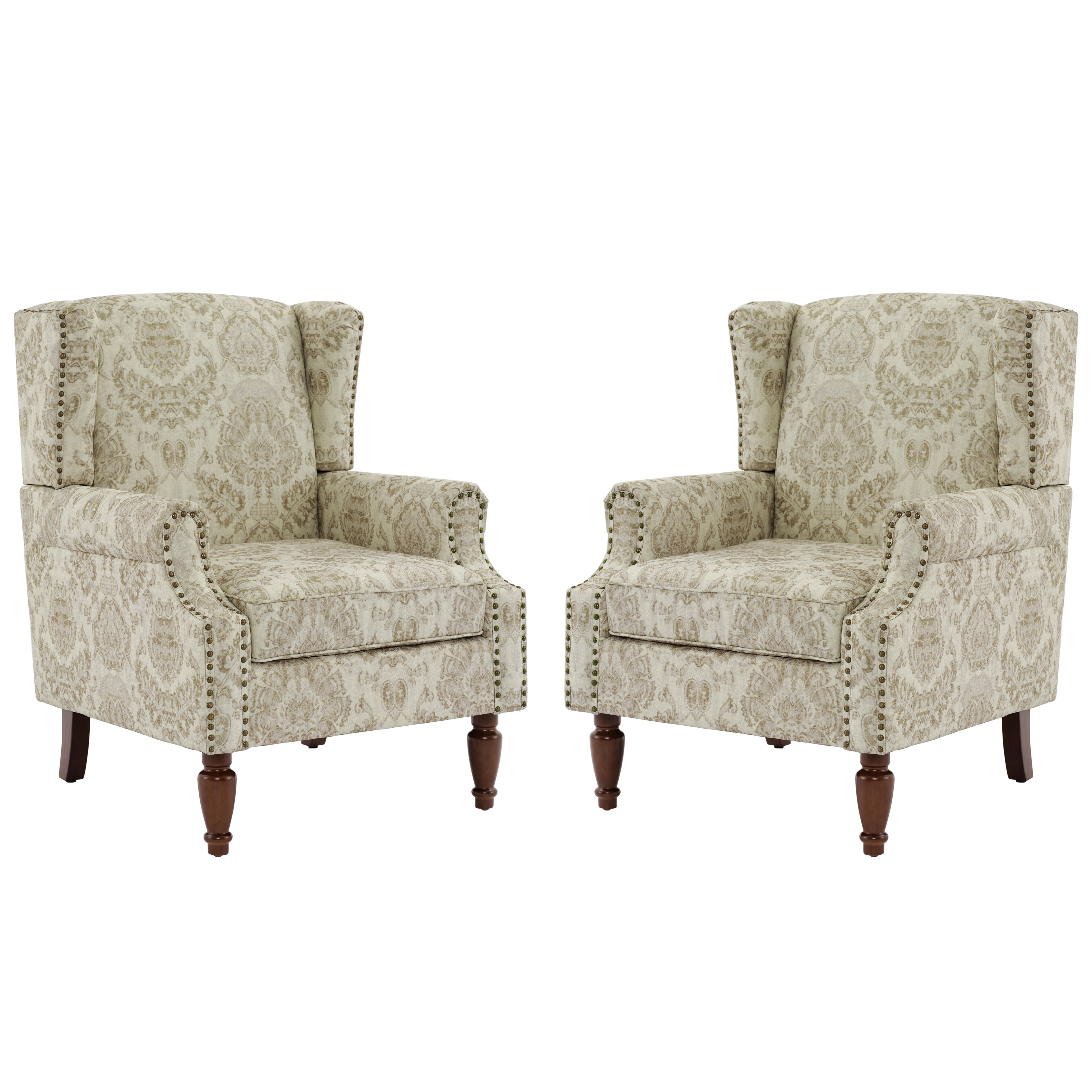 UIXE High Back Floral Accent Chairs Set of 2 Upholstered Armchair ...
