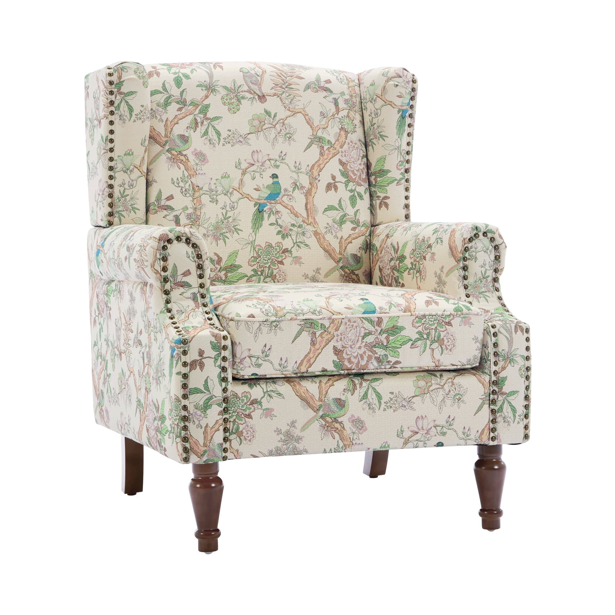 UIXE High Back Floral Accent Chairs Upholstered Armchair Printed ...