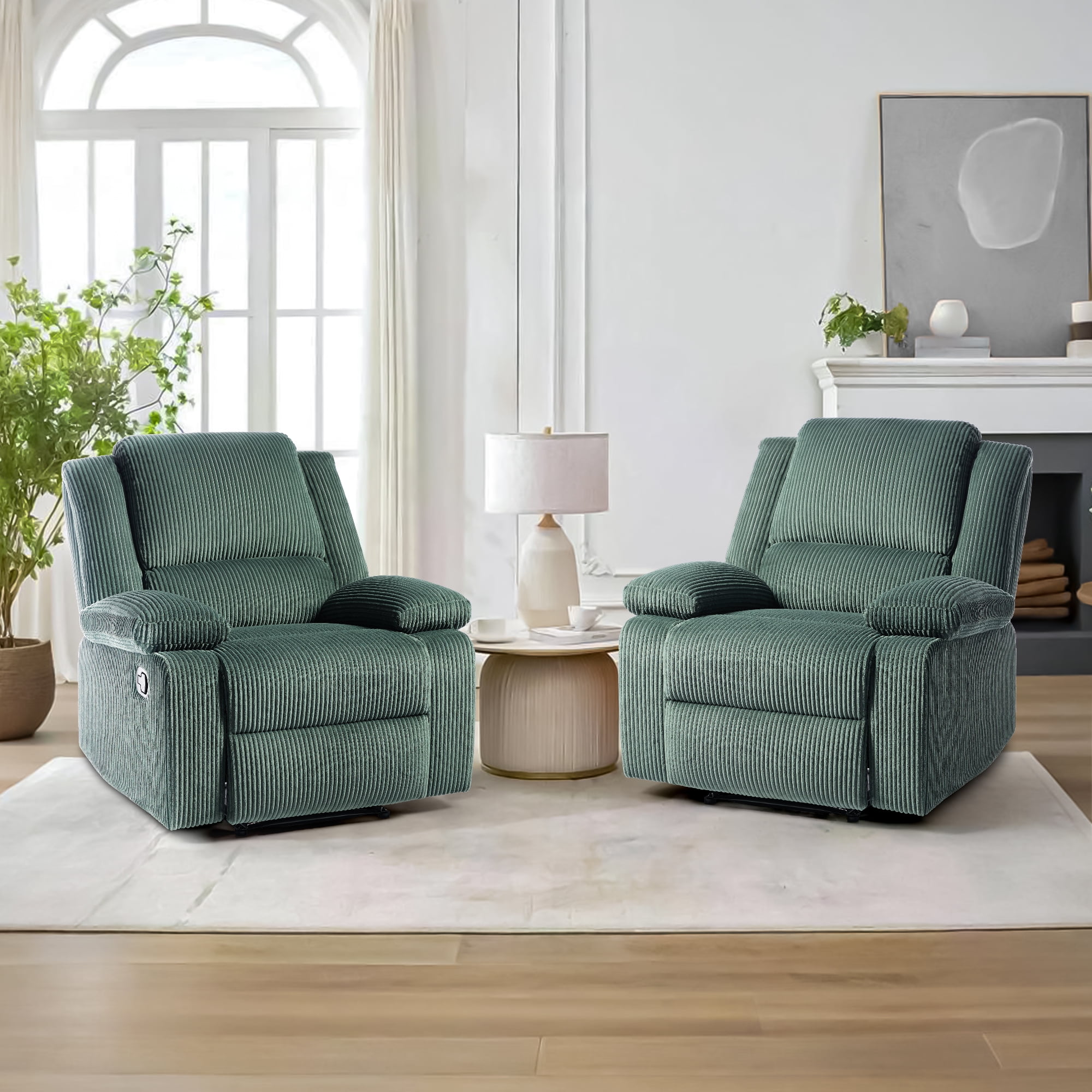UIXE Manual Recliner Chair, Corduroy Reclining Sofa Chair with ...