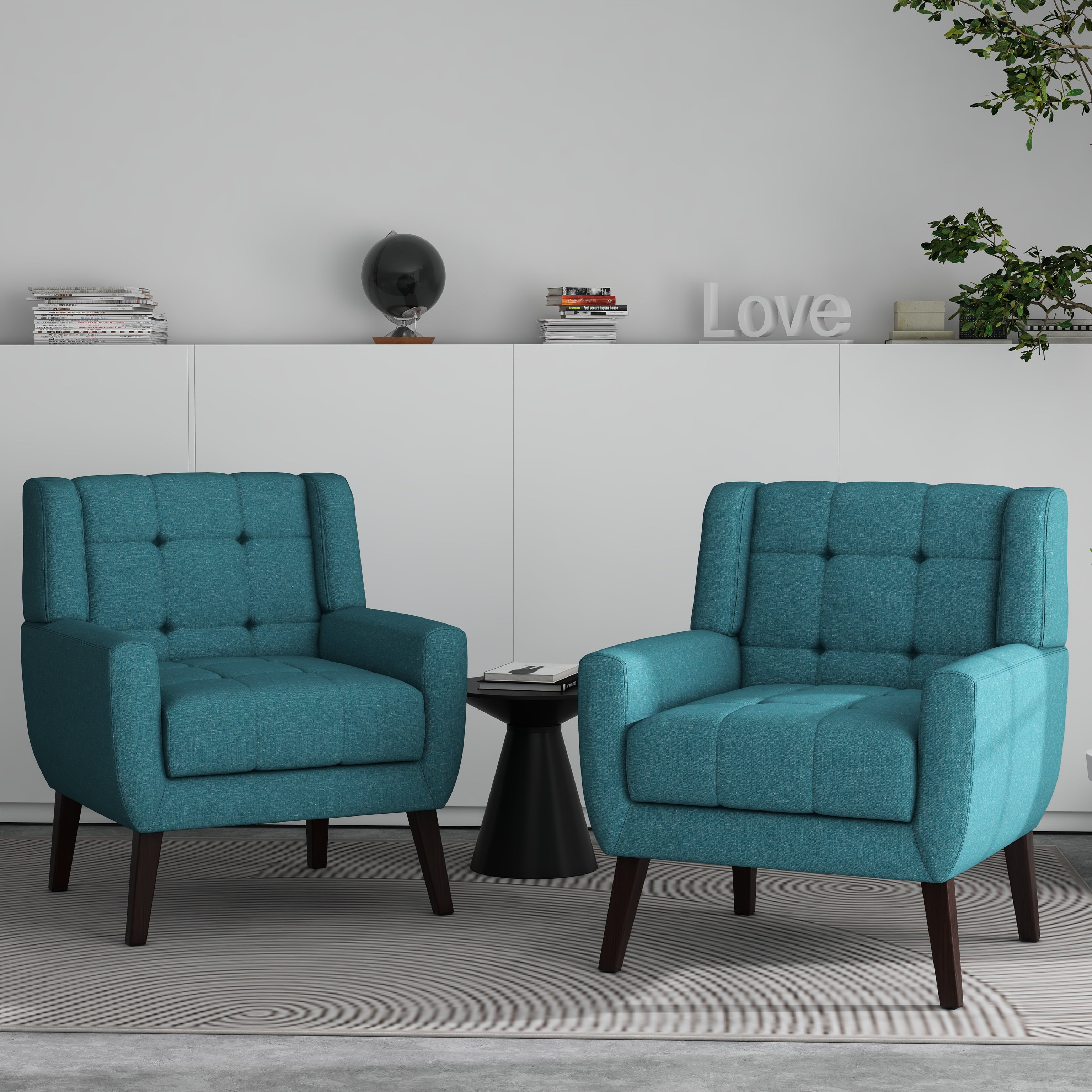 UIXE Modern Accent Chair Set of 2 Indoor Upholstered Armchair for ...