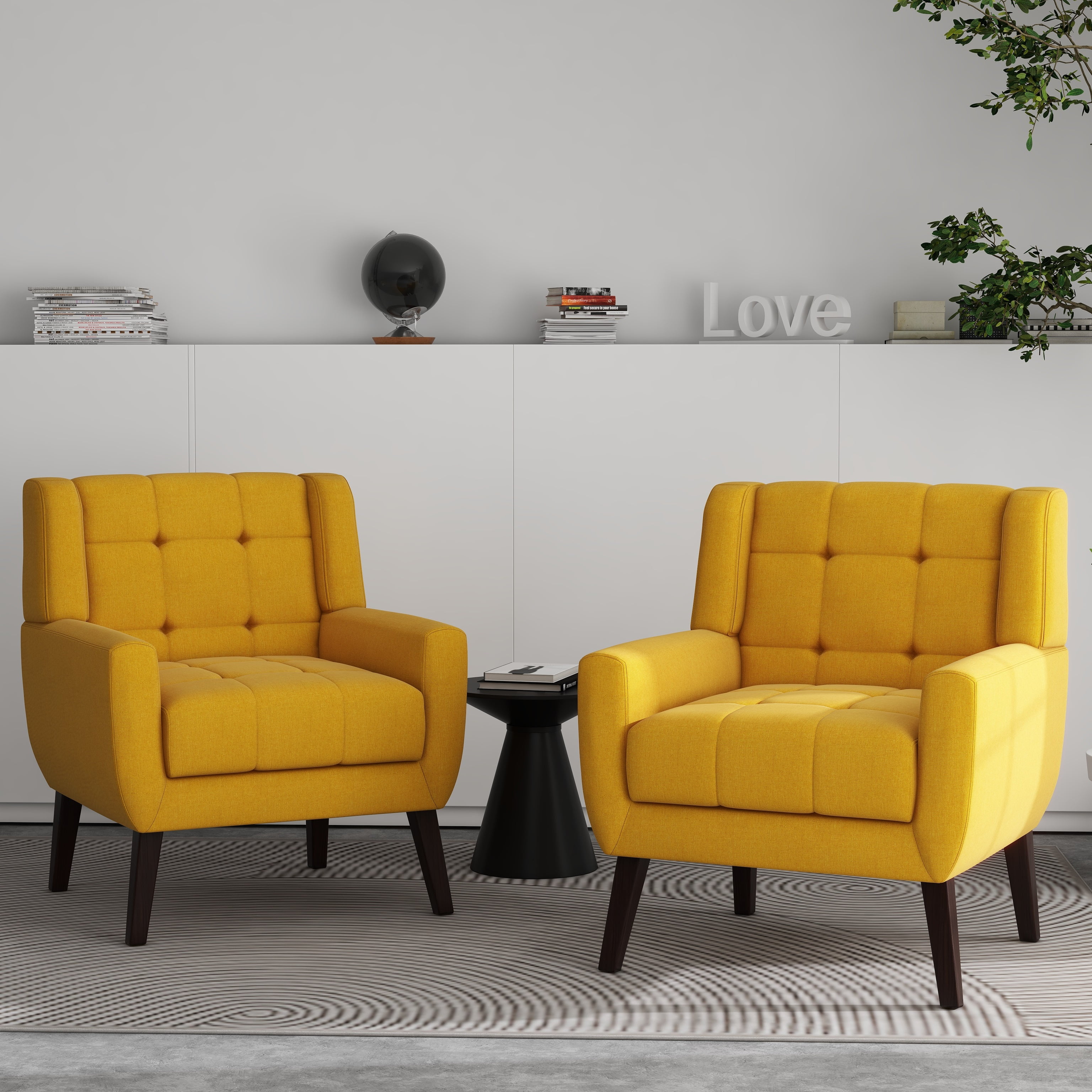 UIXE Modern Accent Chair Set of 2 Indoor Upholstered Armchair for ...