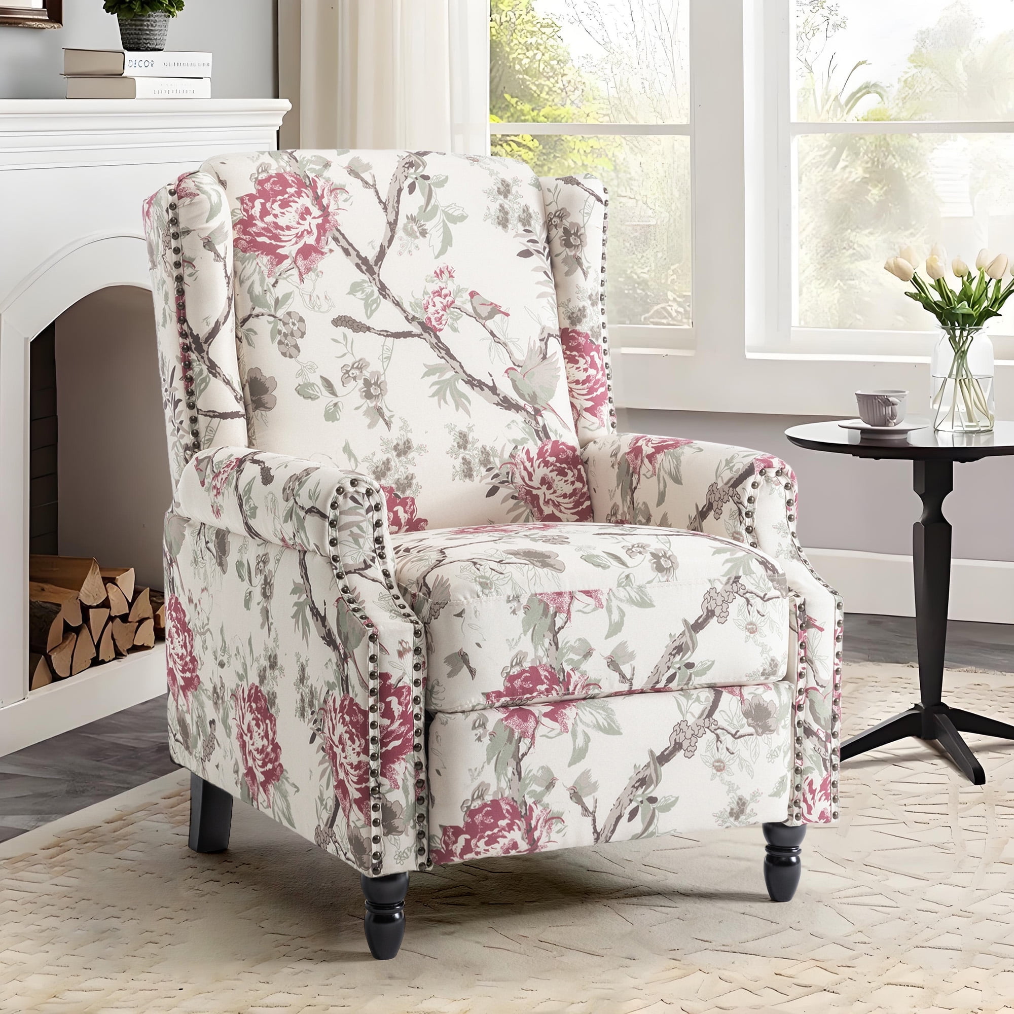 UIXE Pushback Recliner Chair, Push Back Accent Chair Fabric Upholstered ...