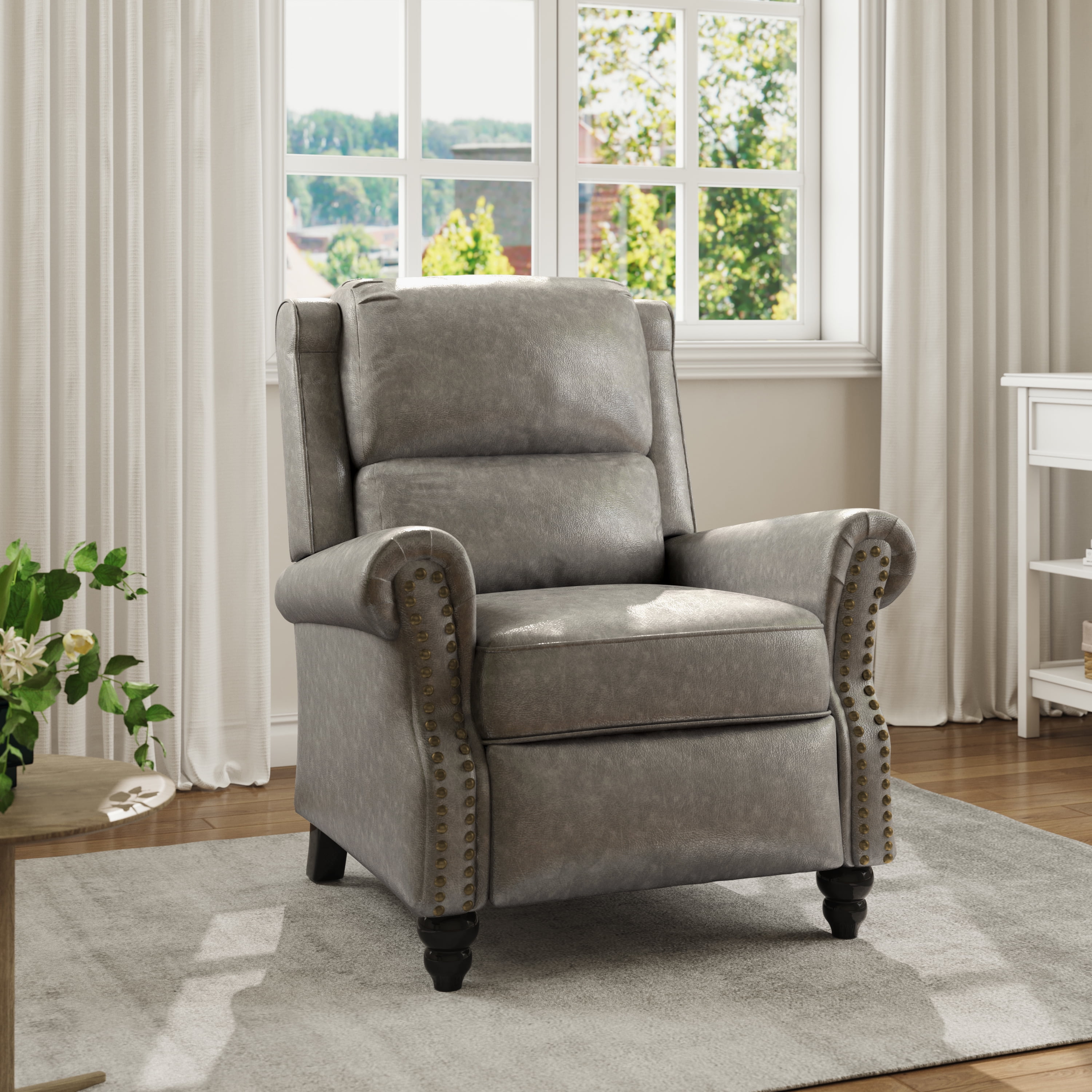 UIXE Recliner Chairs Faux Leather Push Back Recliners Upholstered ...