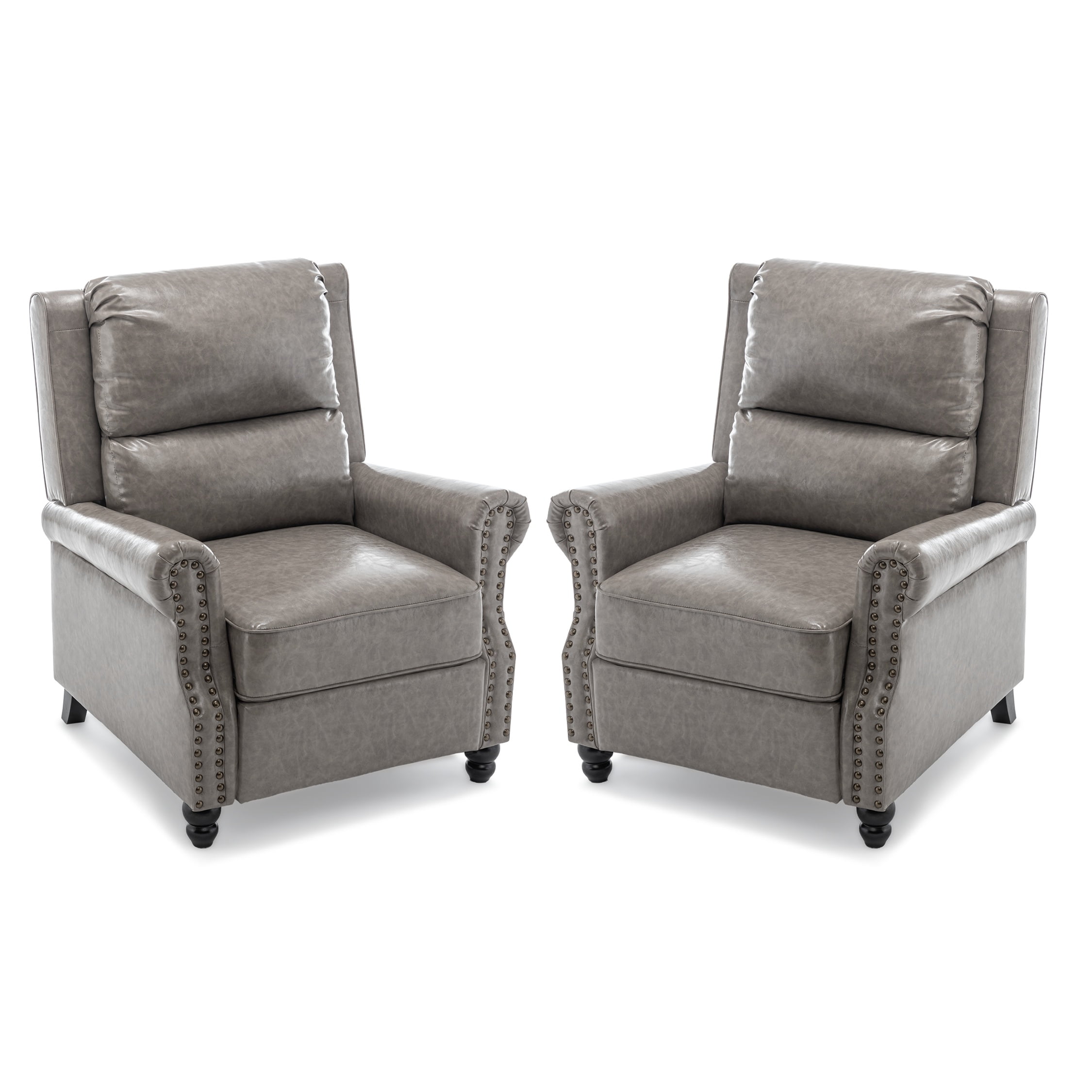 UIXE Recliner Chairs Faux Leather Push Back Recliners Upholstered ...