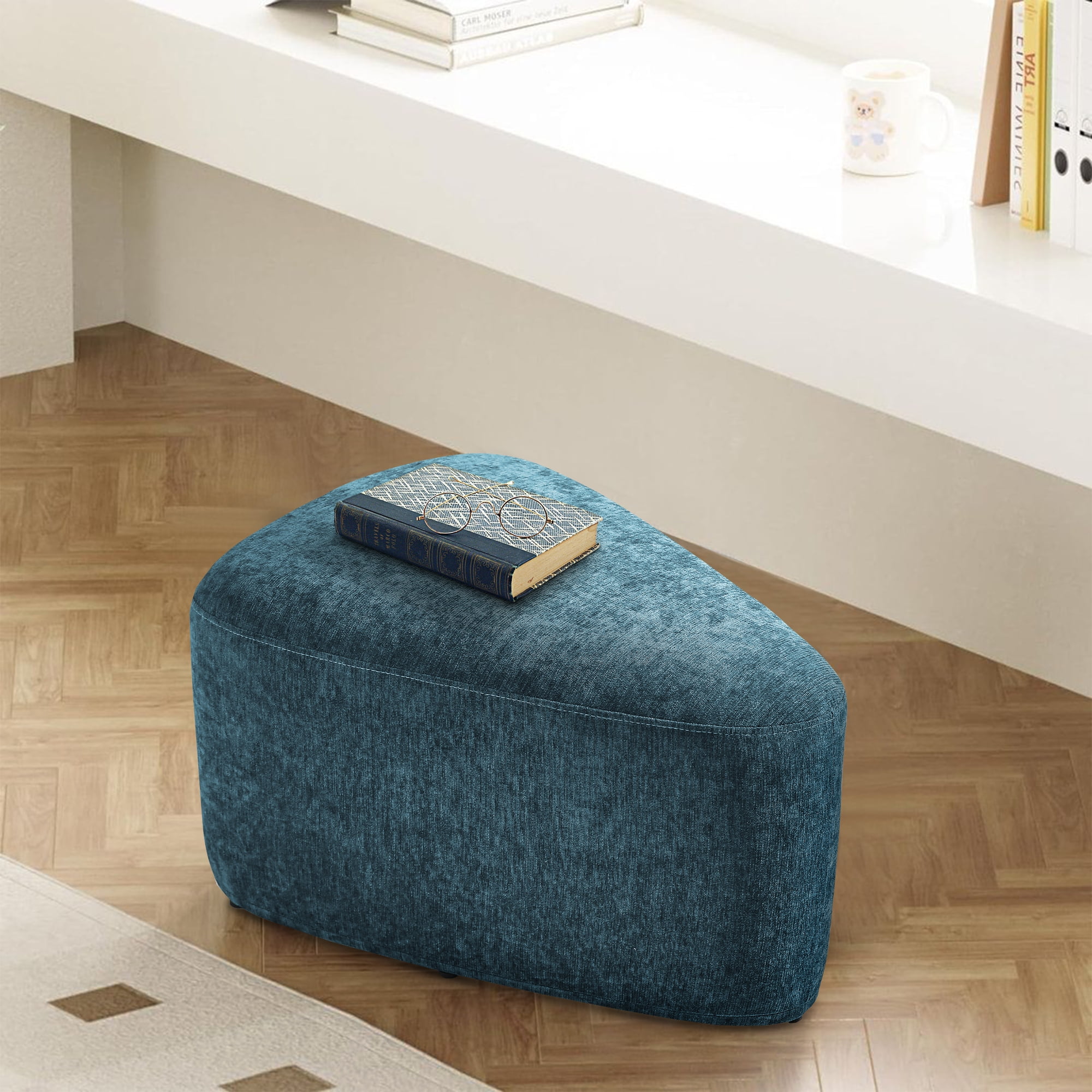 UIXE Rounded Triangle Ottoman Pebble Footstool Upholstered Coffee Side ...