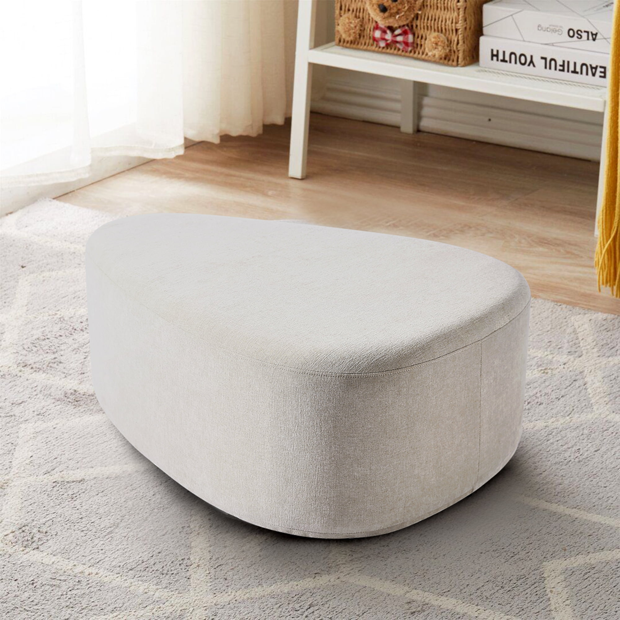 UIXE Rounded Triangle Ottoman Pebble Footstool Upholstered Coffee Side ...