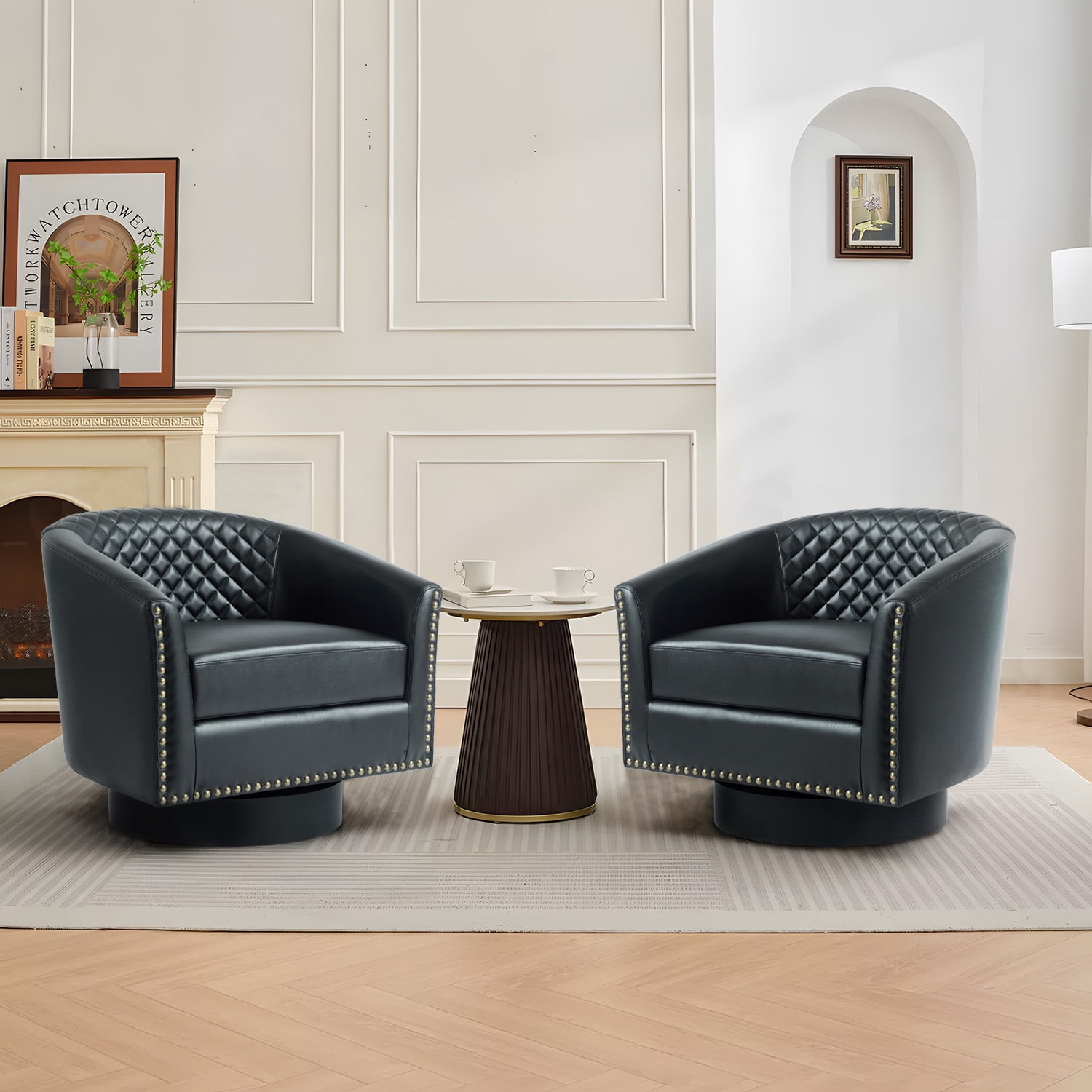 UIXE Swivel Accent Chairs Set of 2 Barrel Chairs Modern Round Swivel ...