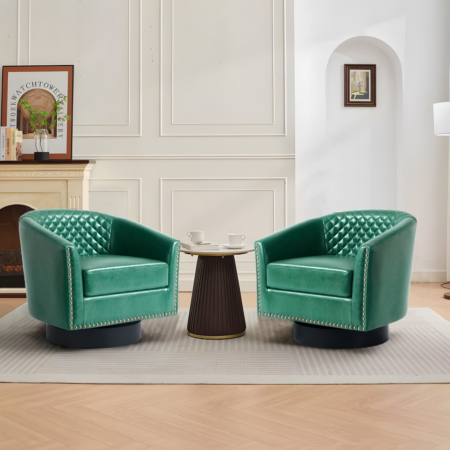 UIXE Swivel Accent Chairs Set of 2 Barrel Chairs Modern Round Swivel ...
