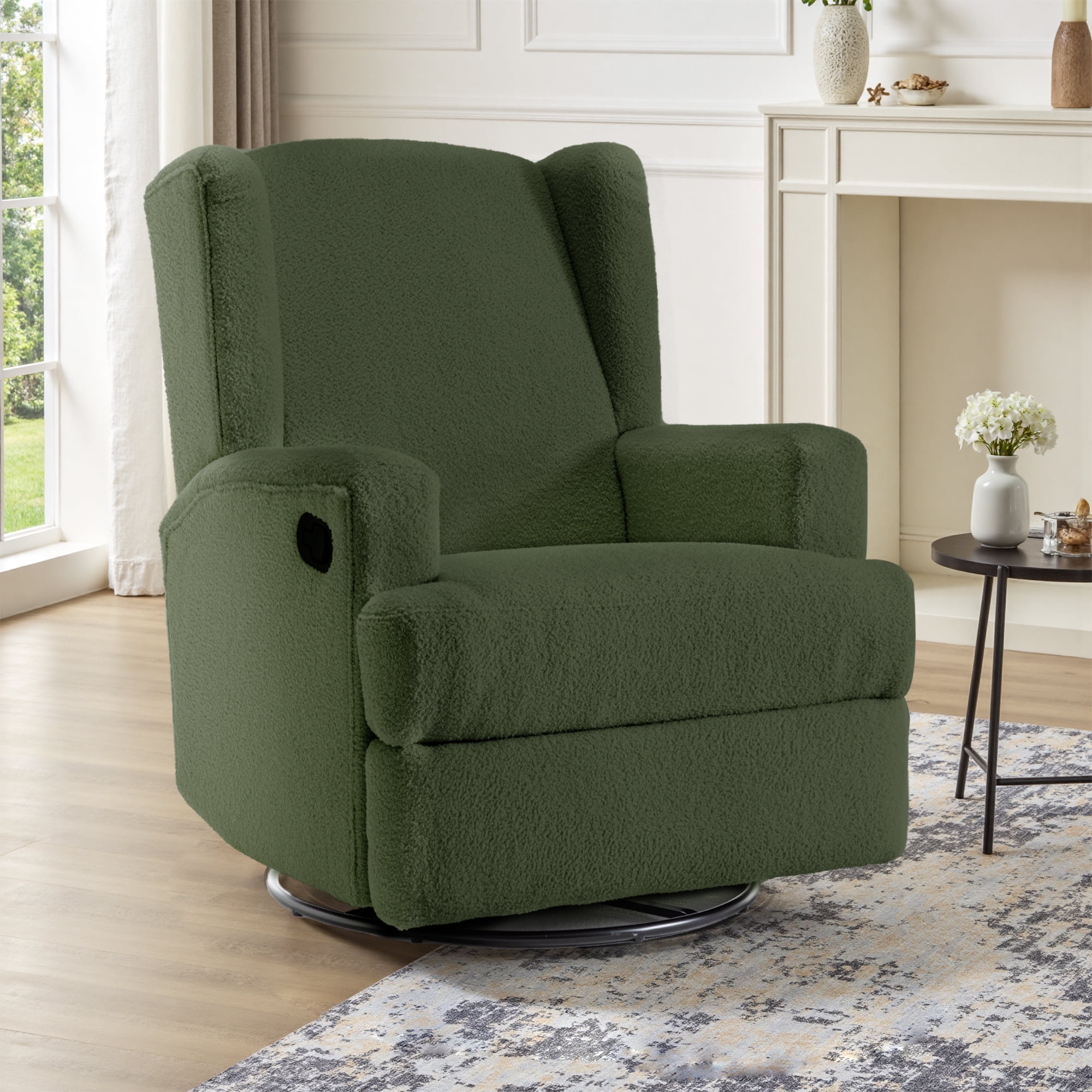 UIXE Swivel Glider Recliner Chair for Adults, Boucle High Back Accent ...