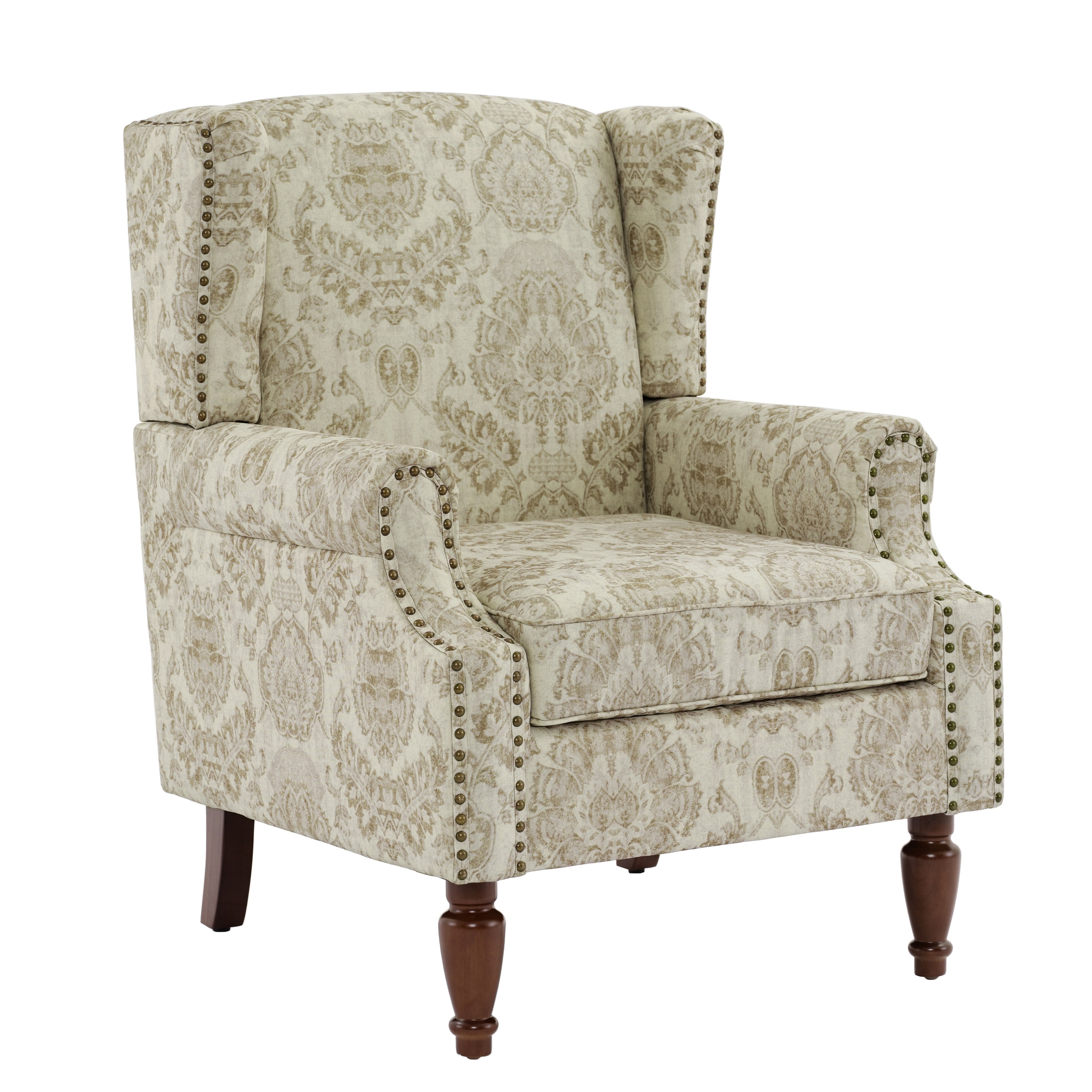 UIXE Upholstered High Back Floral Armchair Comfy Wingback Reading ...
