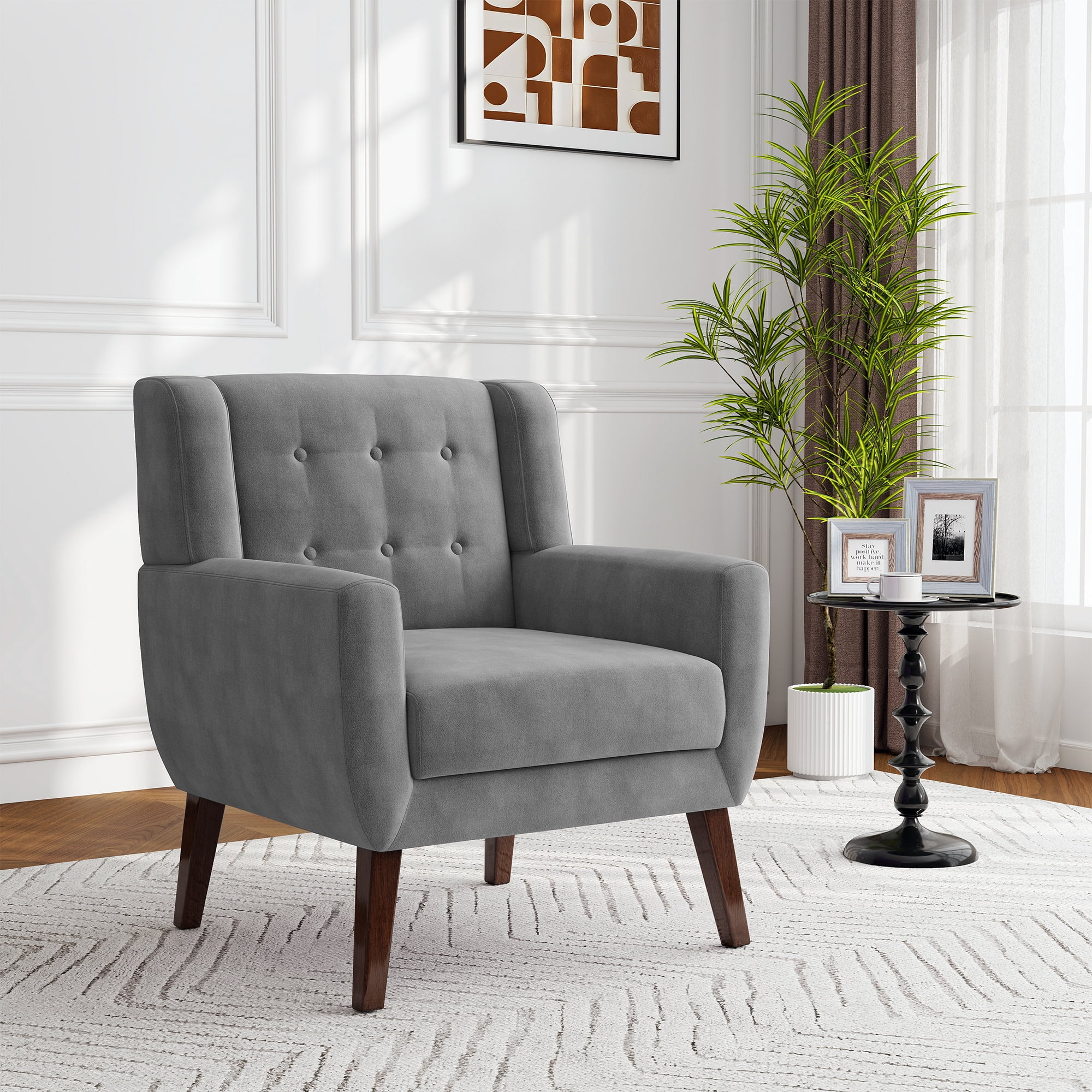 UIXE Accent Chair Velvet Upholstered Armchair for Living Room Bedroom ...